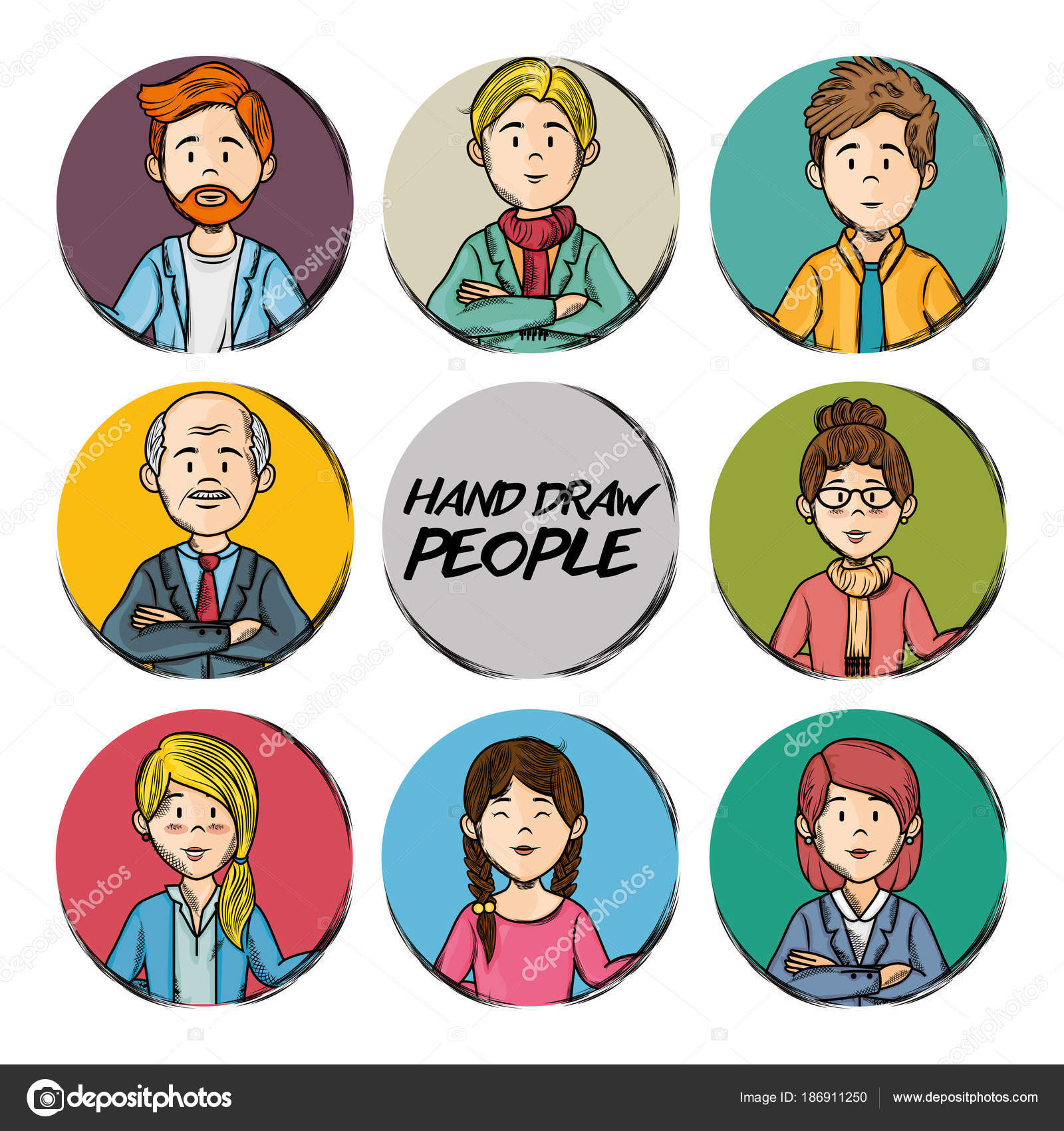 Hand drawn people design Stock Vector Image by ©yupiramos #186911250