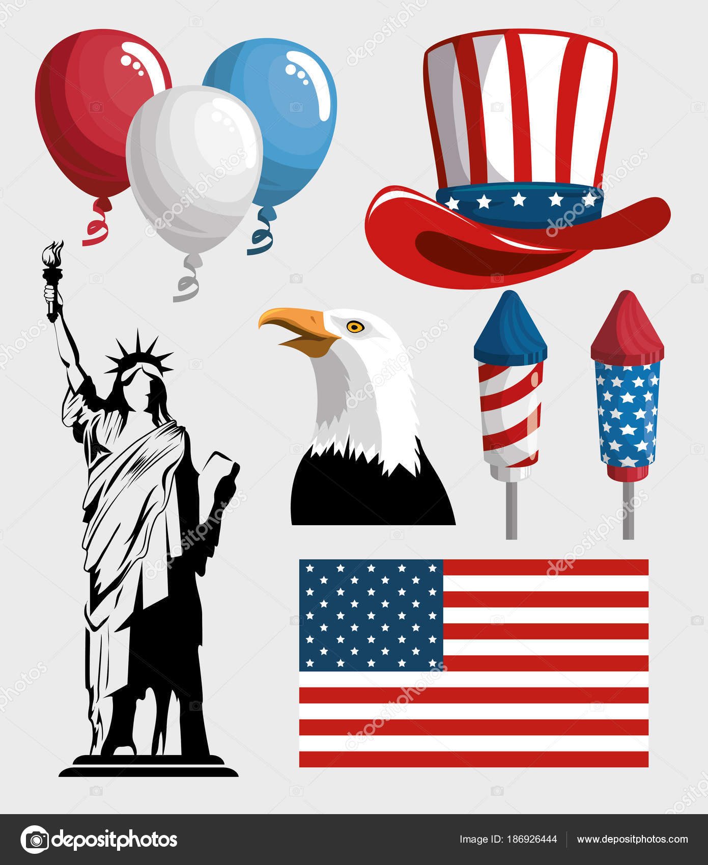 America related objects Stock Vector by ©yupiramos 186926444