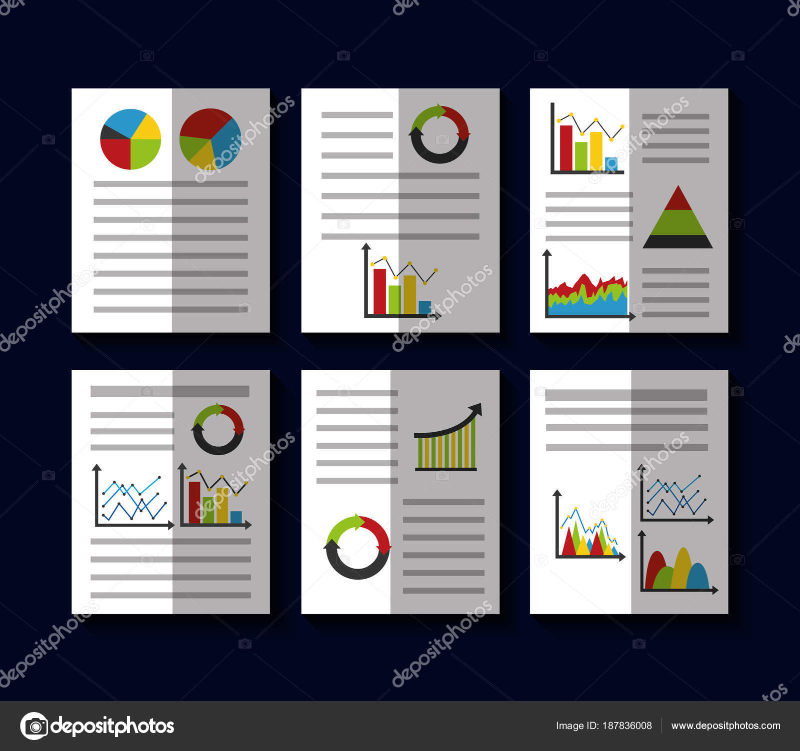 Statistics data business report template style charts and graphs Stock ...