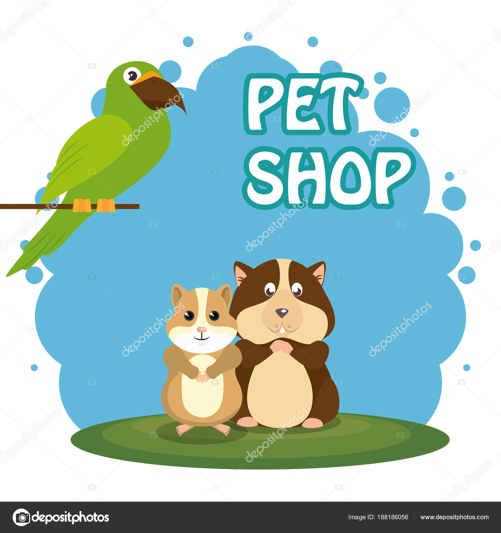 Cute mascots pet shop icons Stock Vector by ©yupiramos #188186056