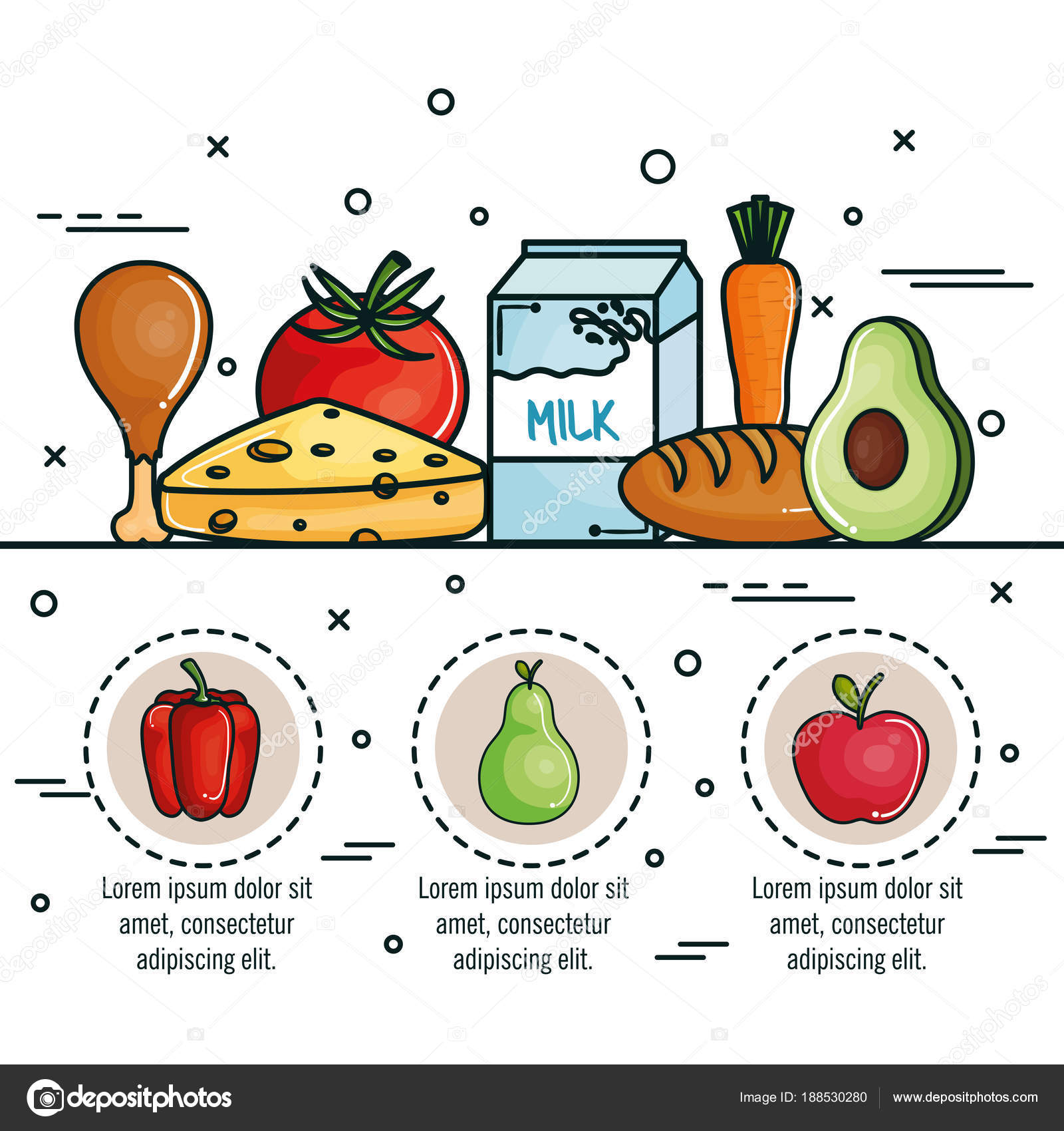Diseño de alimentación saludable Vector de stock por ©yupiramos 188530280