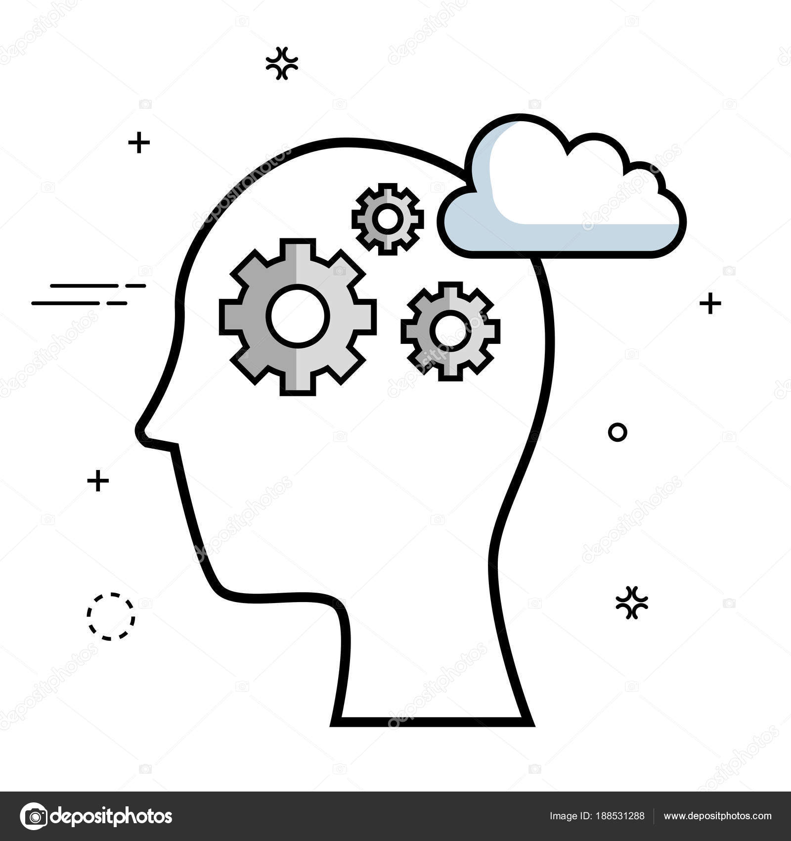 Head and gear wheels icon Stock Vector Image by ©yupiramos #188531288