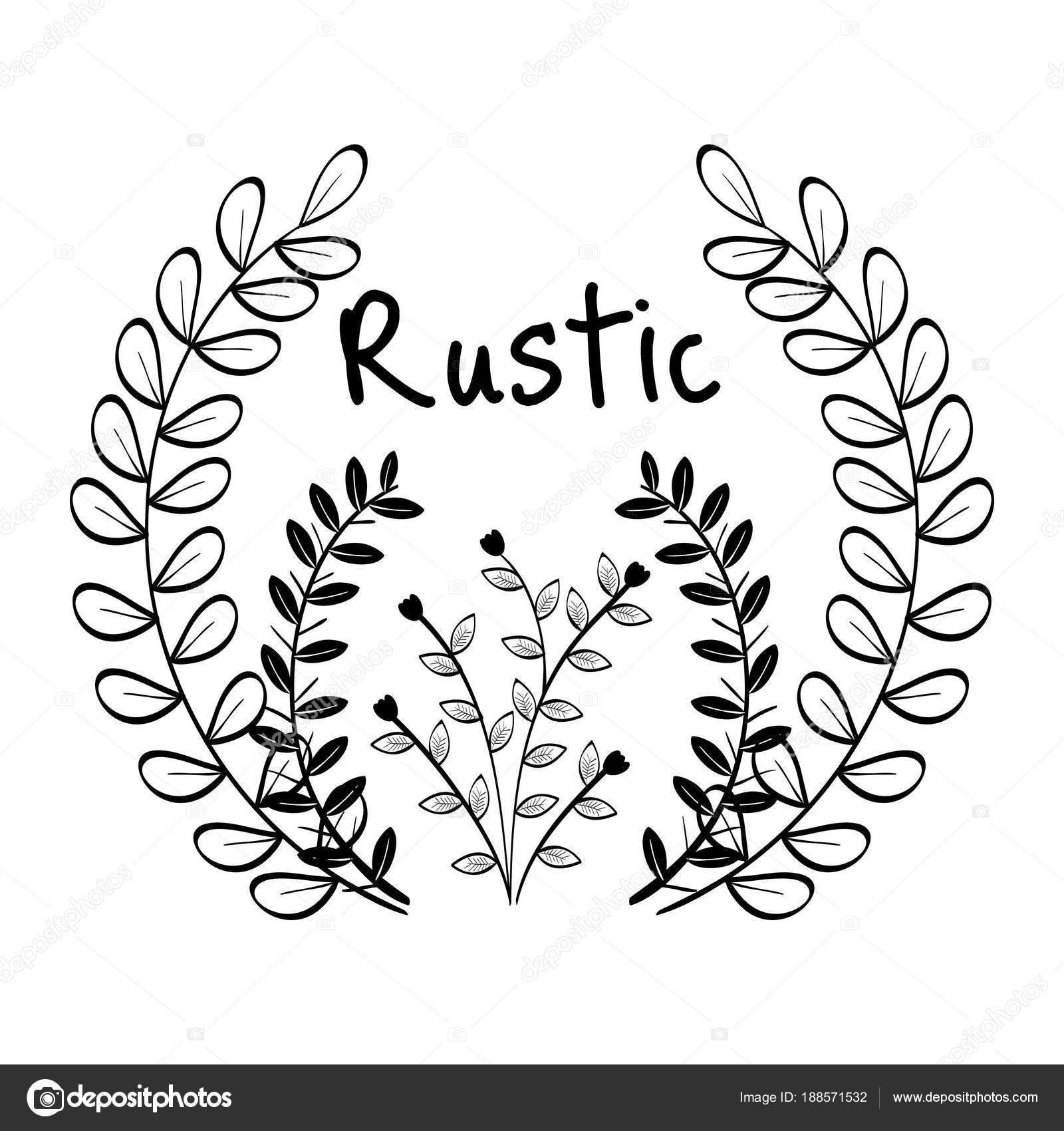 Signo rústico con hojas . Vector de stock #188571532 de ©yupiramos