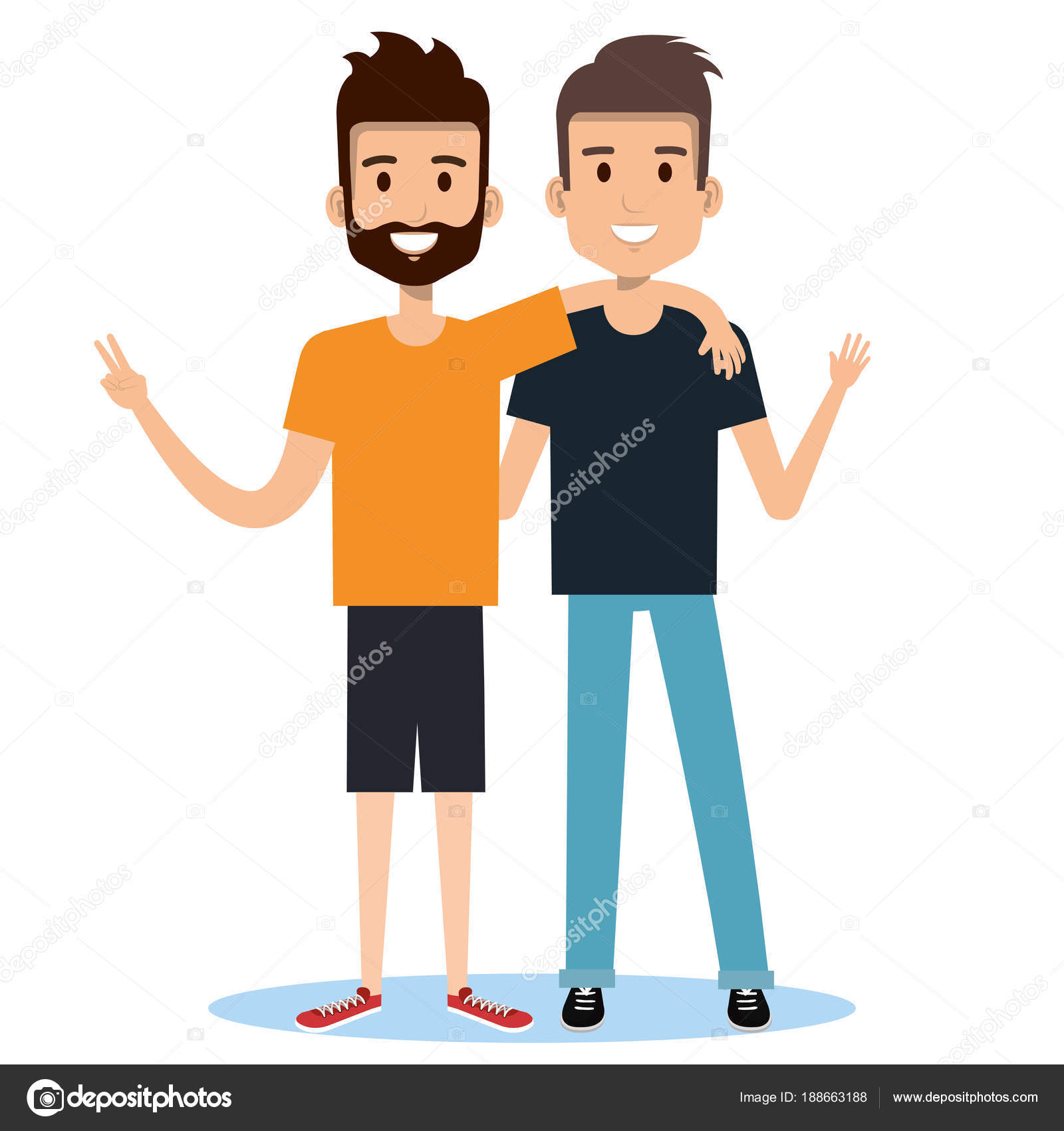 Two Boys Hugging Cartoon