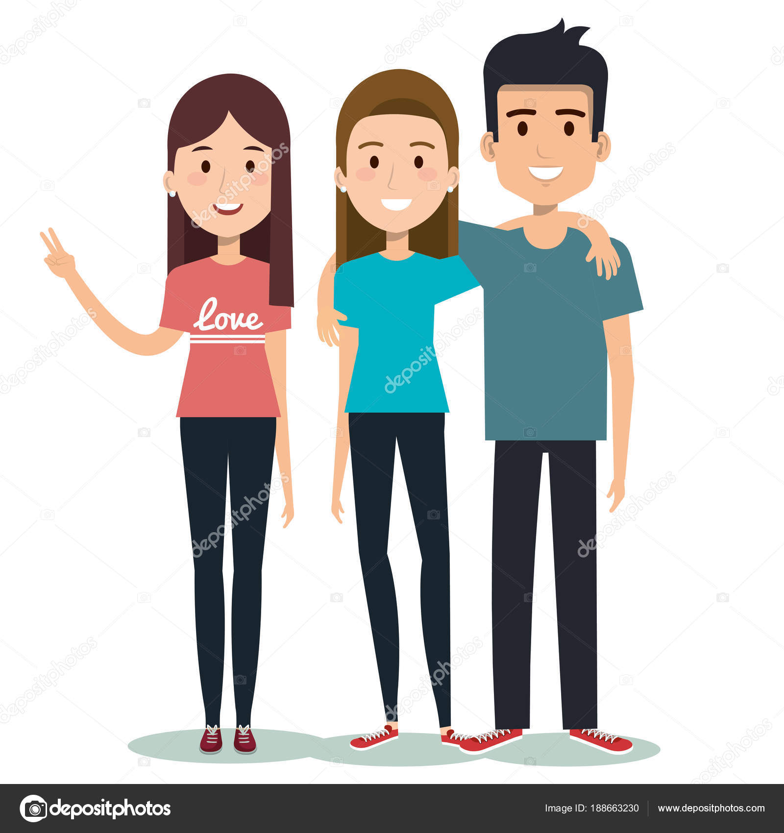 Characters embracing three friends on white background Stock Vector by ...