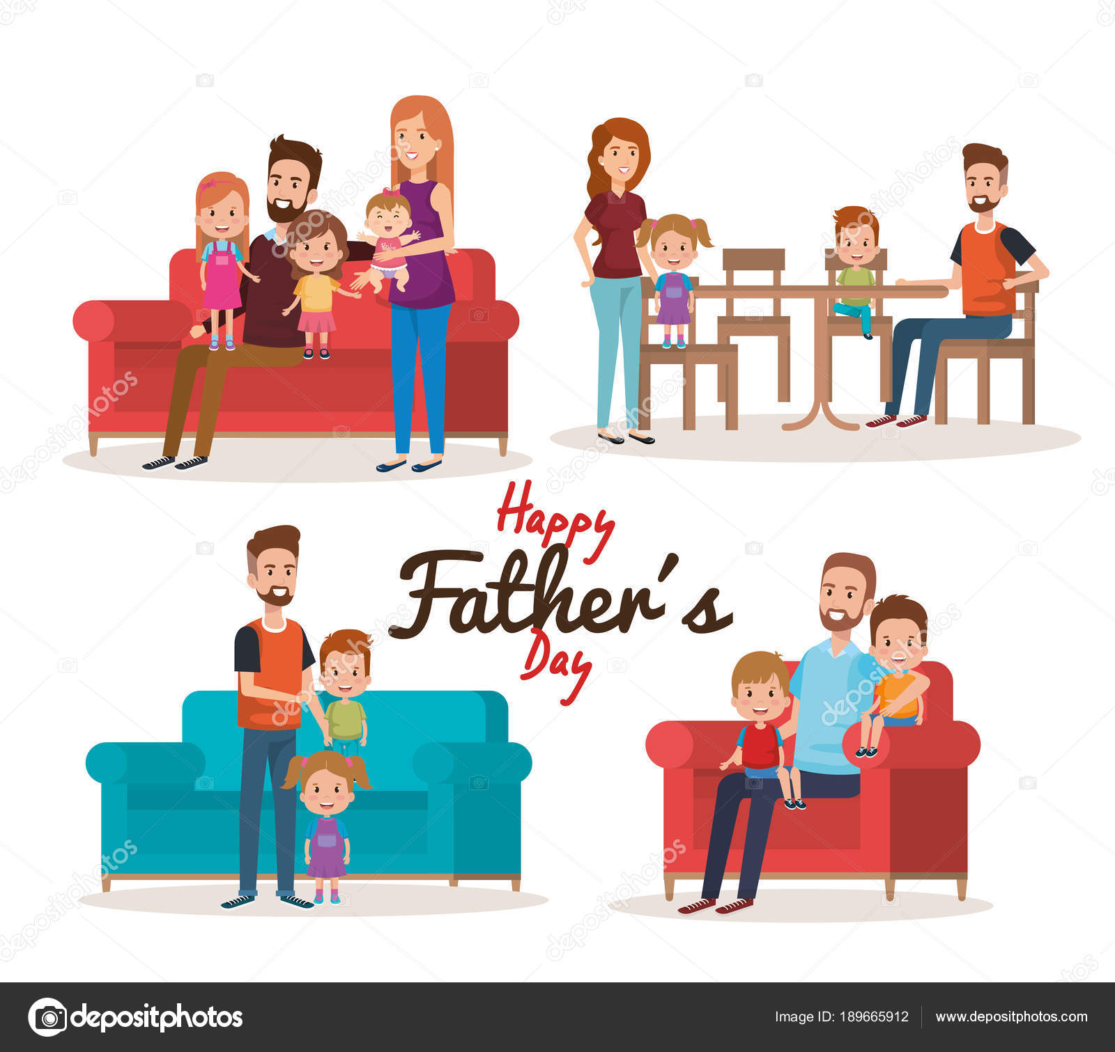 Happy fathers day characters ⬇ Vector Image by © yupiramos | Vector ...
