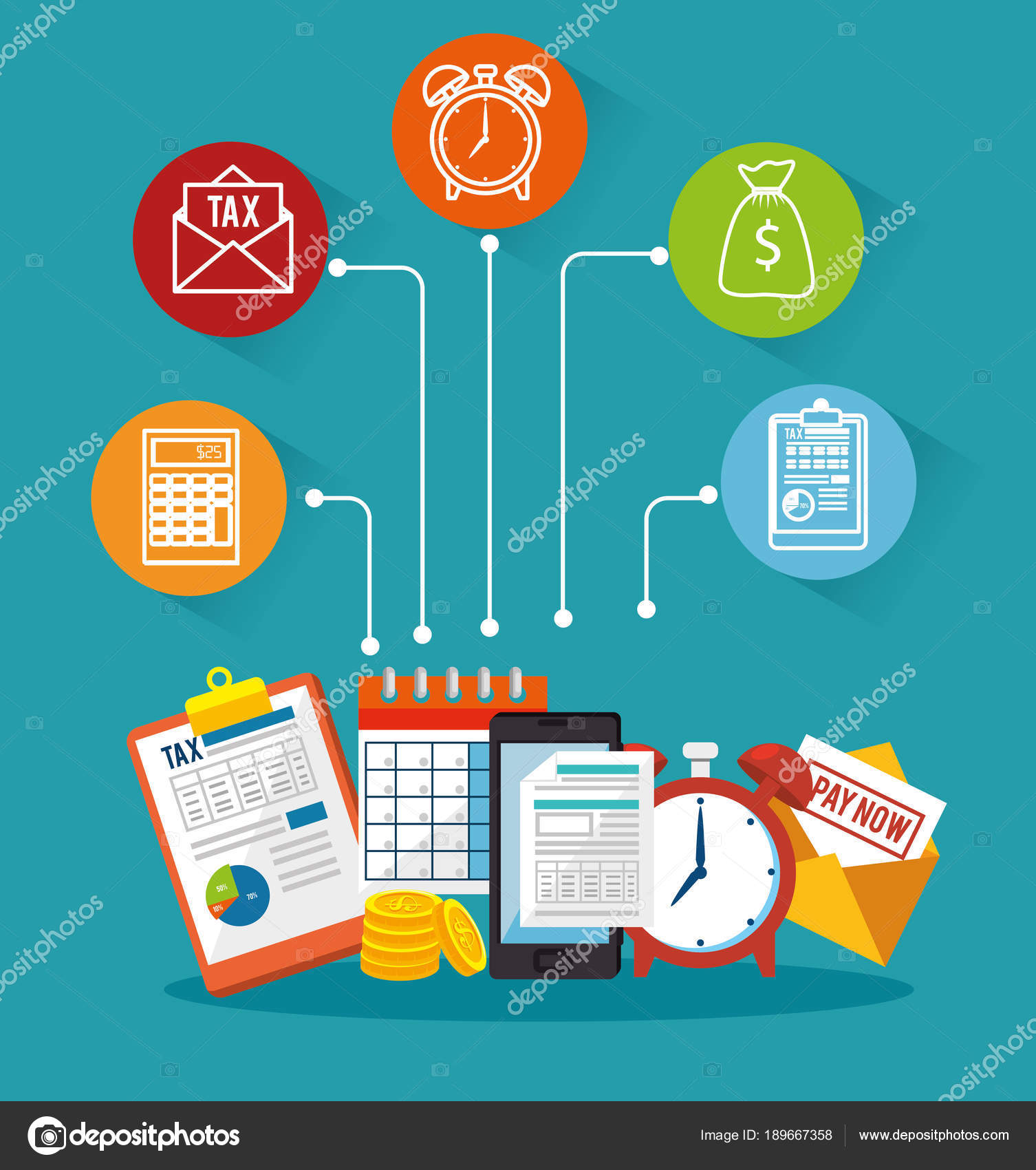 Tax return time set icons Stock Vector Image by ©yupiramos #189667358