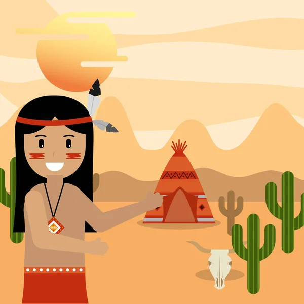 Native american people cartoon Stock Vector by ©yupiramos 190098884