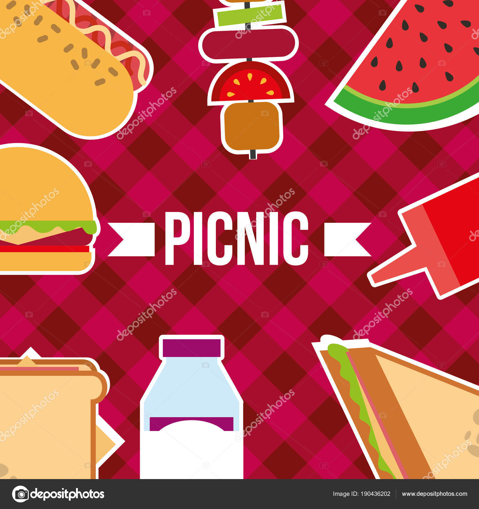 Picnic food image Stock Vector Image by ©yupiramos #190436202