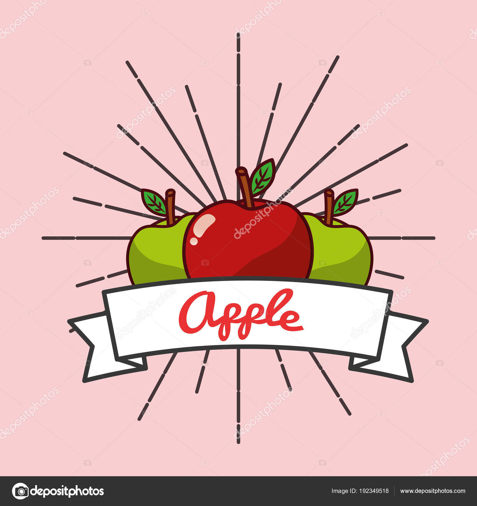 Red and green apple fruit organic vitamins emblem Stock Vector by ...