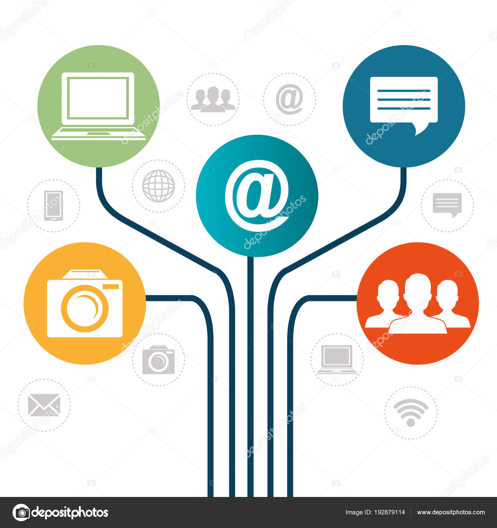 Internet communication set icons Stock Vector Image by ©yupiramos ...