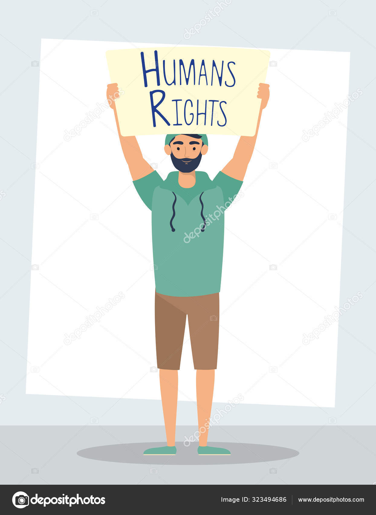 Young man with human rights label character Stock Vector Image by ...