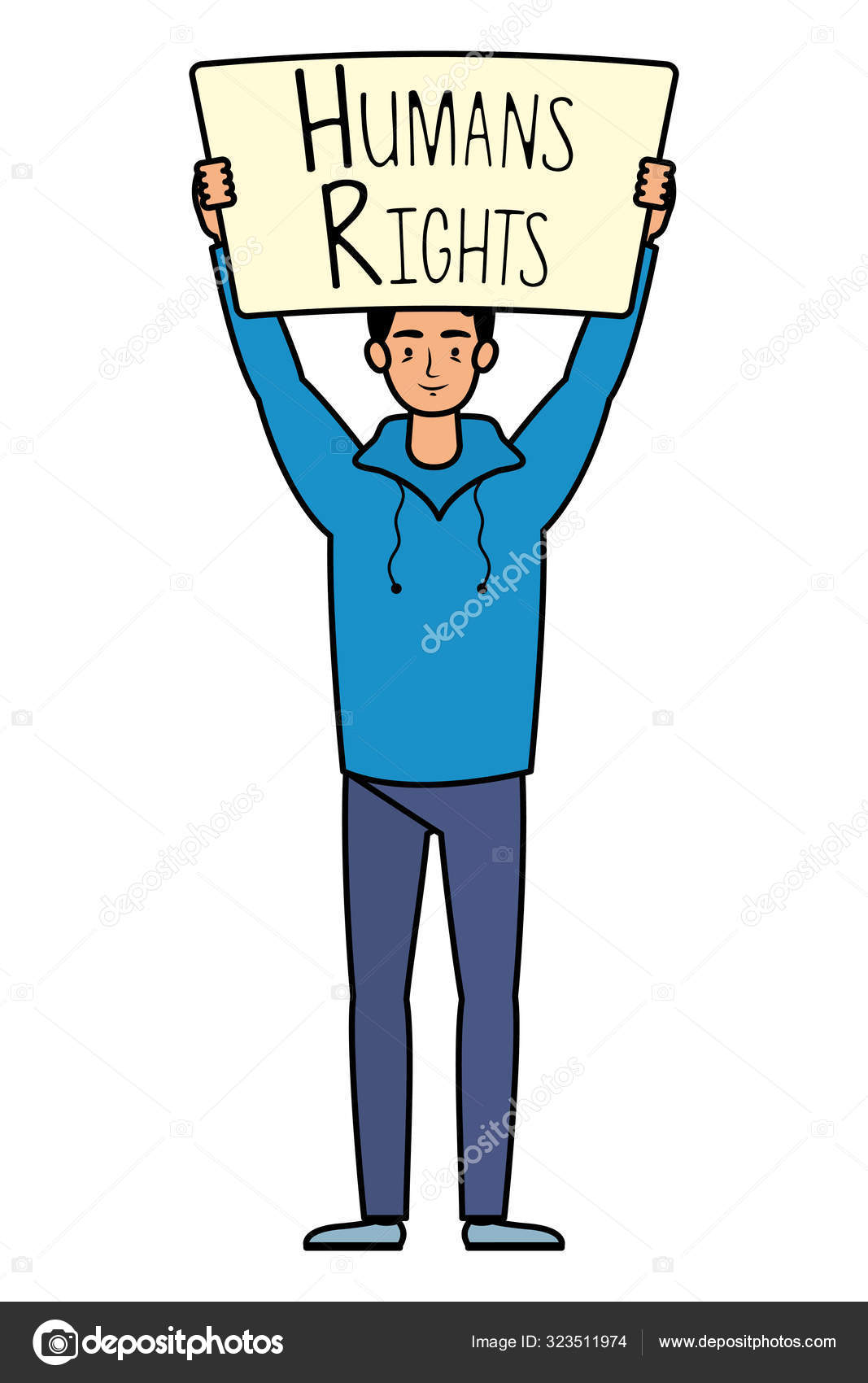 Young man with human rights label character Stock Vector Image by ...