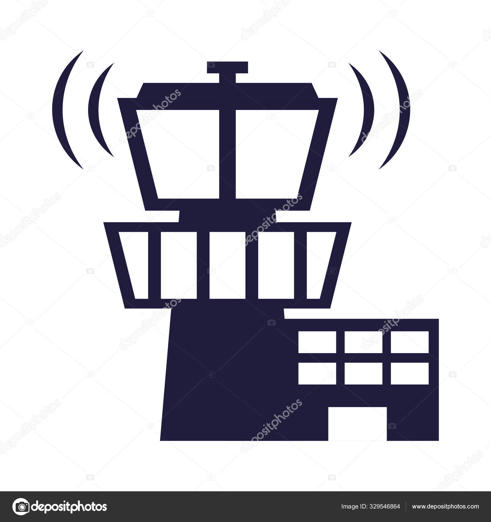 Torre de control icono del edificio del aeropuerto Vector de stock ...