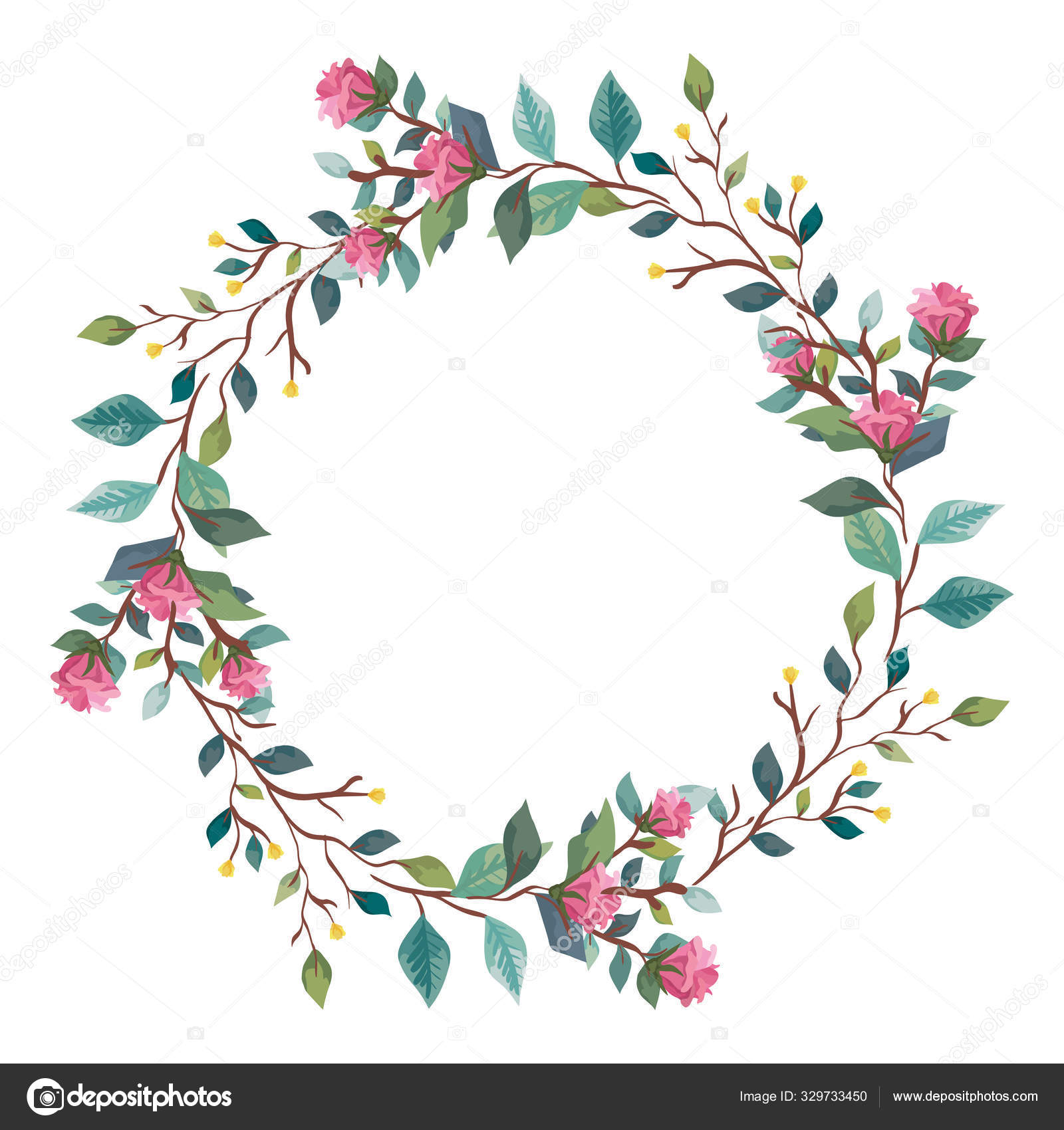 Marco Circular Con Flores Marco Circular Flor Blanca Decoracion, Borde