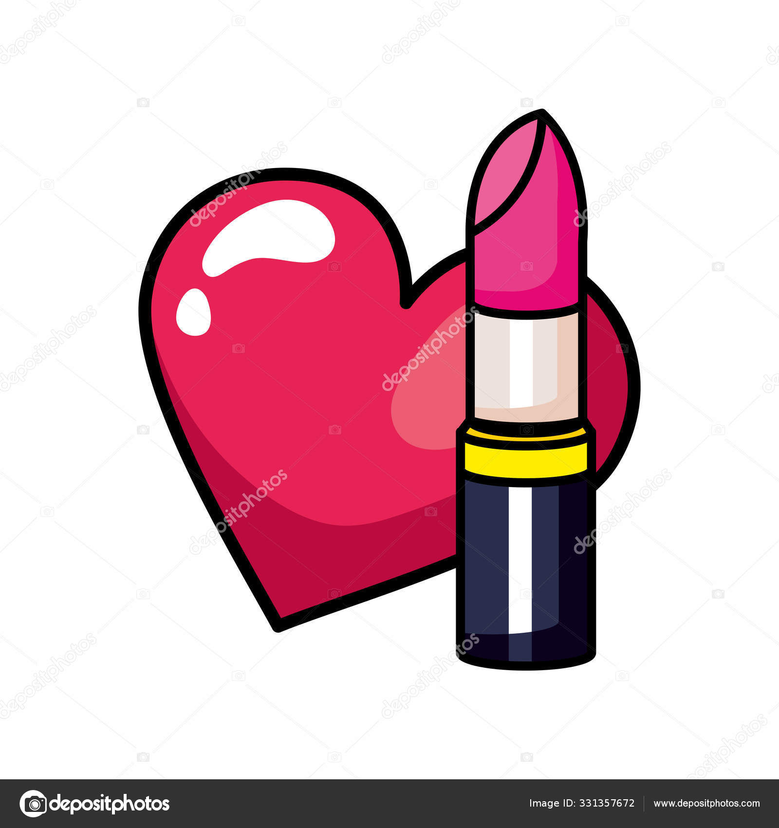 Lápiz labial con corazón pop icono de estilo de arte Vector de stock ...
