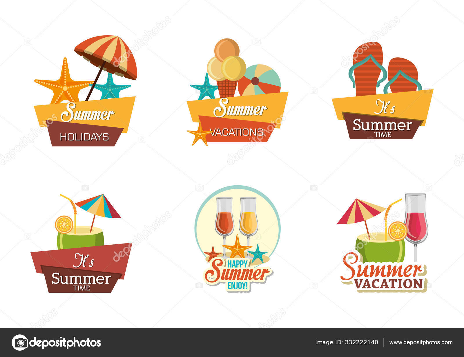 Bundle of summer season labels Stock Vector by ©yupiramos 332222140