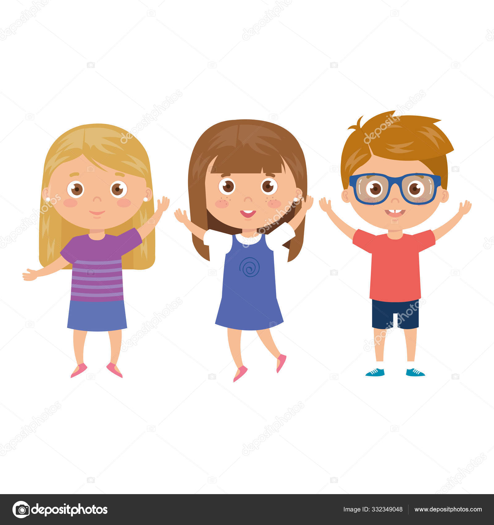 Children standing on white background Stock Vector by ©yupiramos 332349048