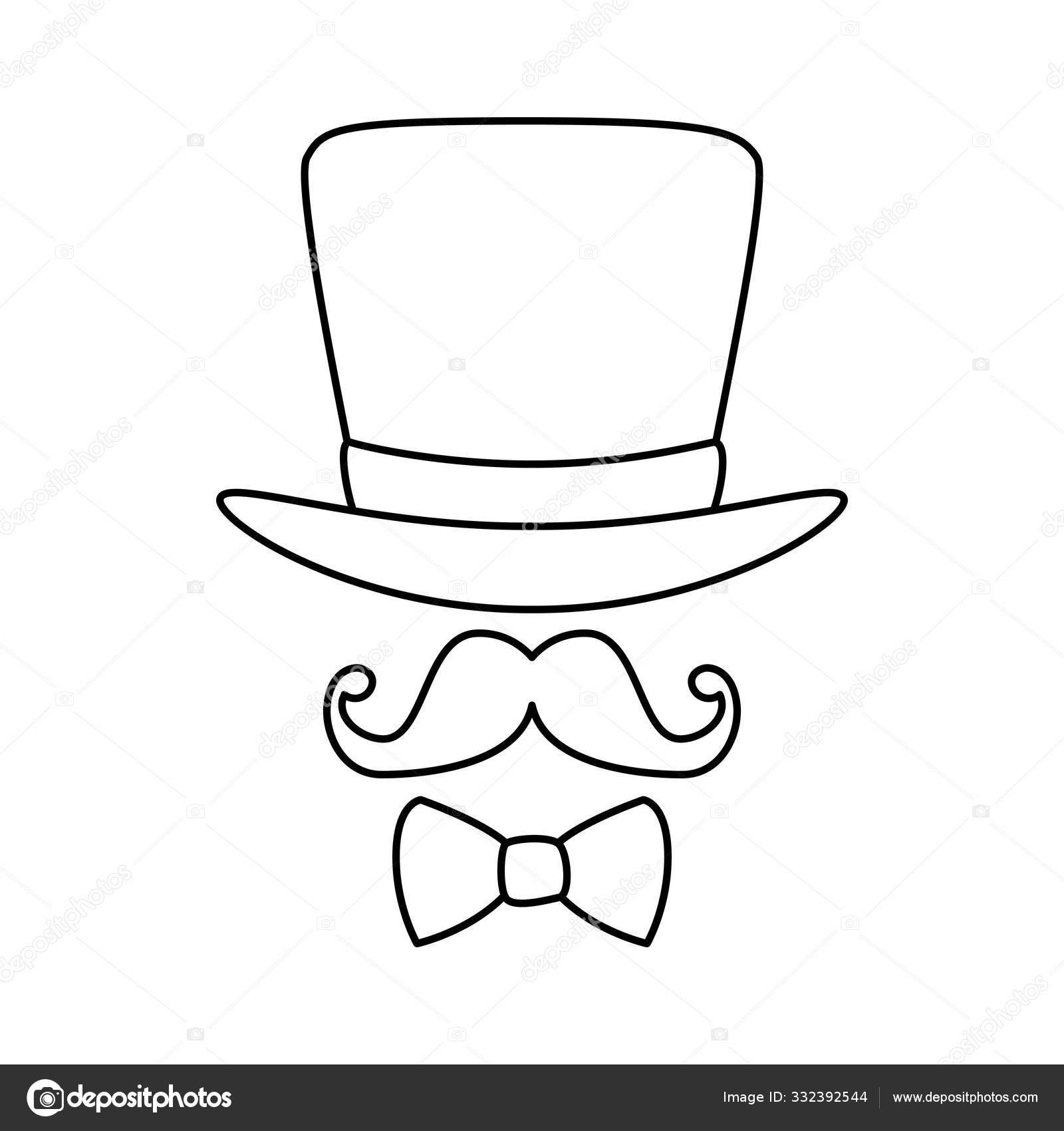 Sombrero aislado bigote y bowtie vector de diseño Vector de stock ...