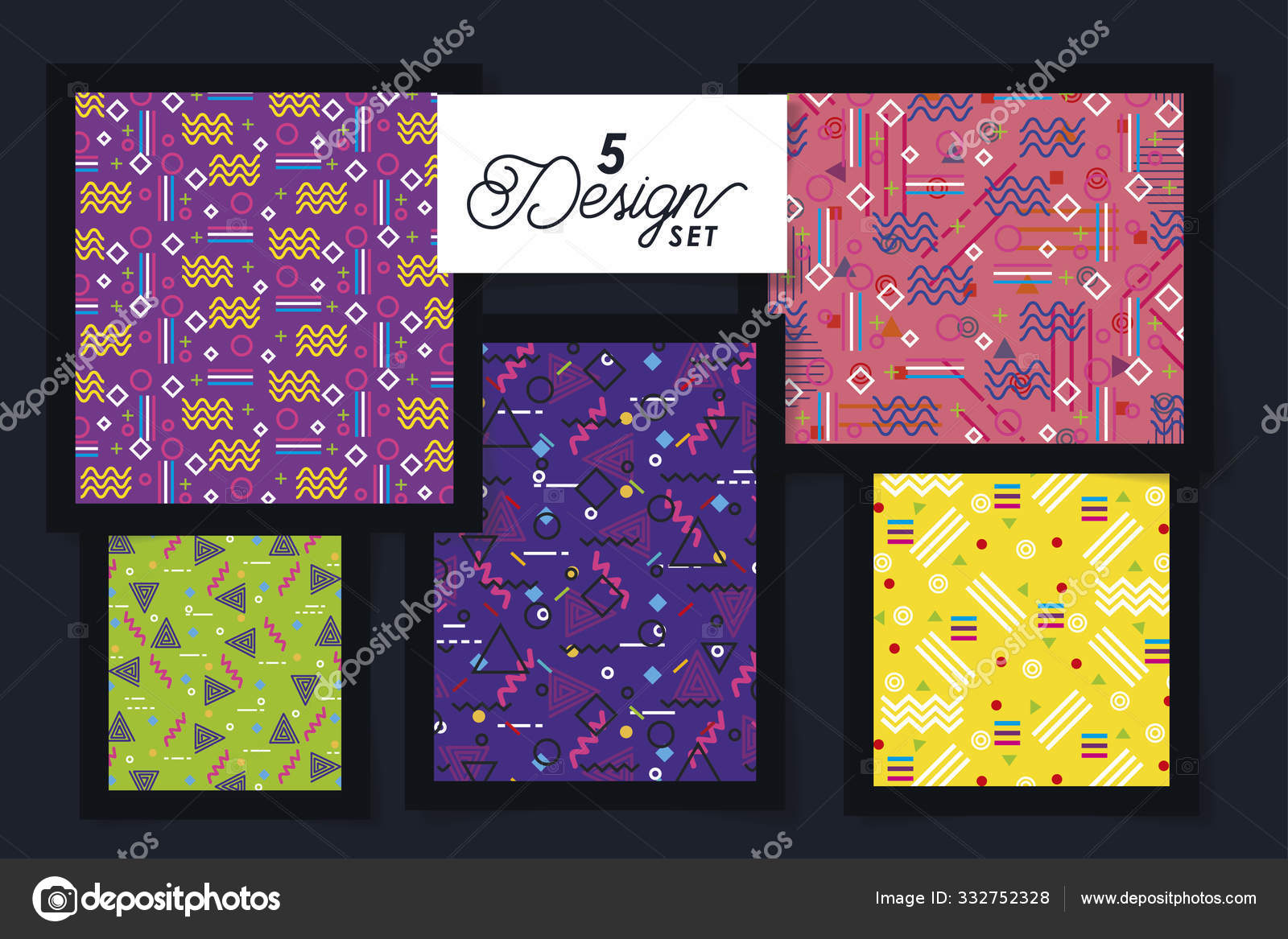 Five designs of retro and pattern backgrounds Stock Vector by ...