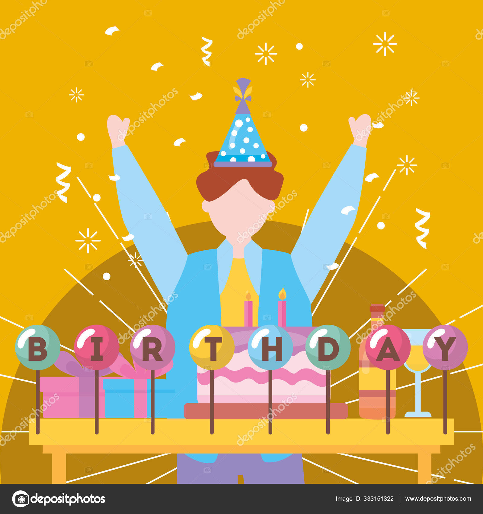 Happy birthday man celebrating character Stock Vector Image by ...