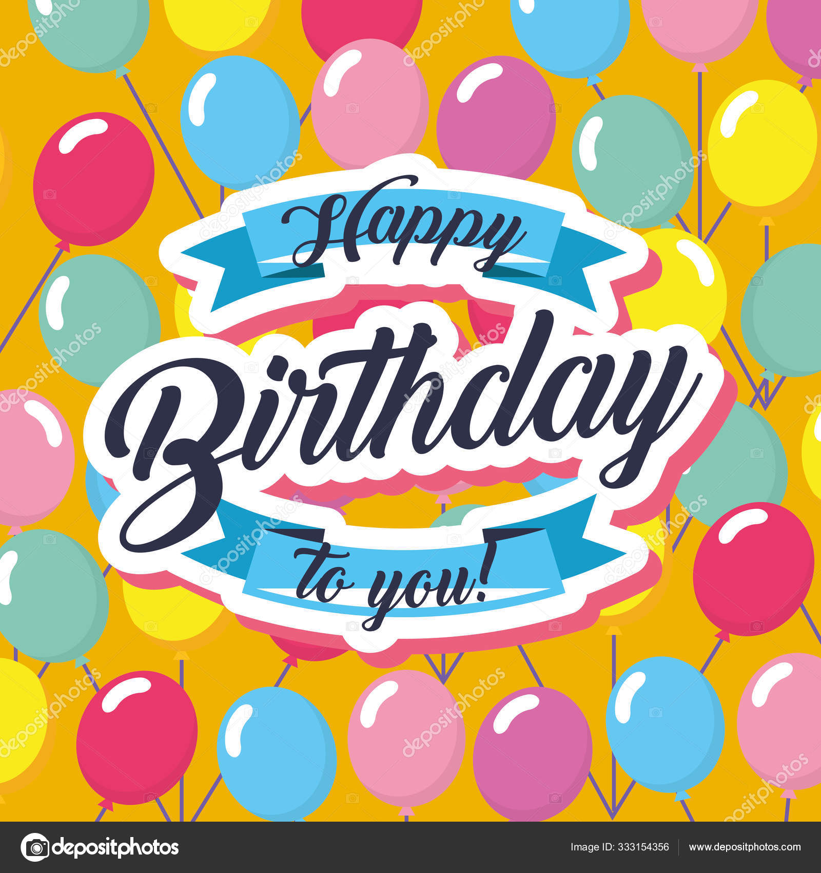 Happy birthday celebration card with balloons helium Stock Vector by ©yupiramos 333154356
