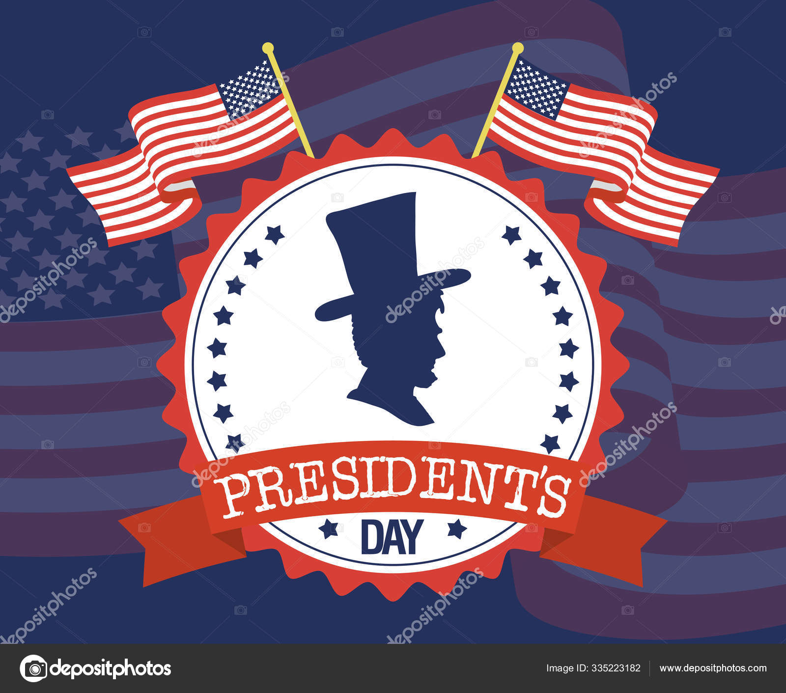 Happy presidents day with flags and profile Stock Vector by ©yupiramos ...
