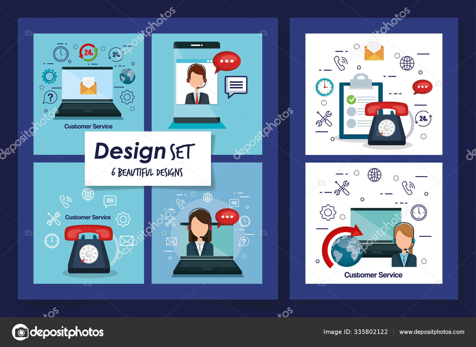 Enam desain layanan pelanggan dan ikon Vektor Stok oleh ©yupiramos ...