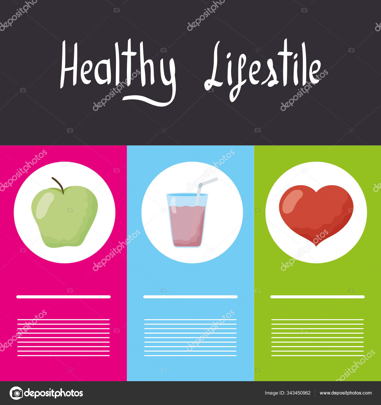 Healthy lifestyle lettering with set icons Stock Vector Image by ...