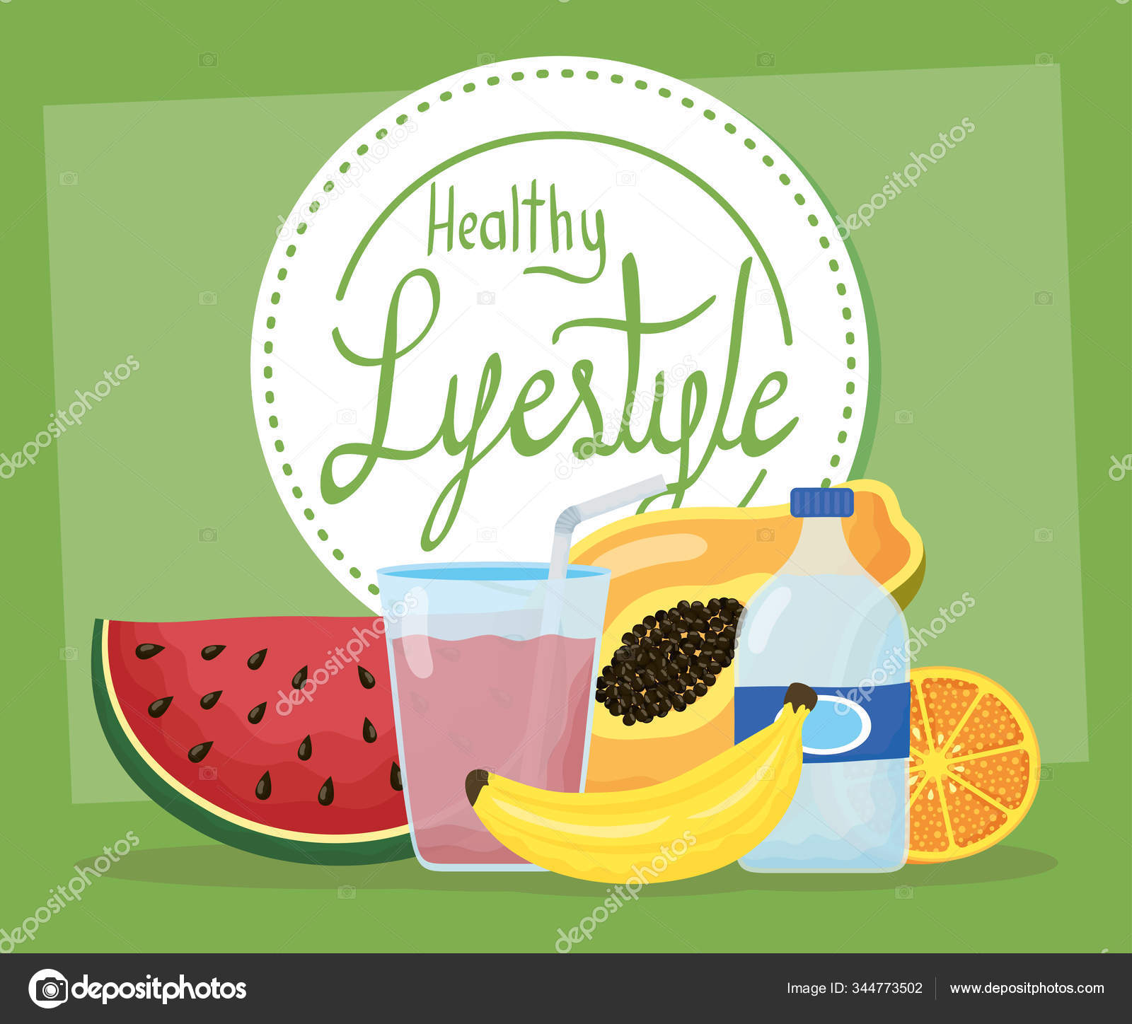 Healthy lifestyle lettering and products Stock Vector Image by ...
