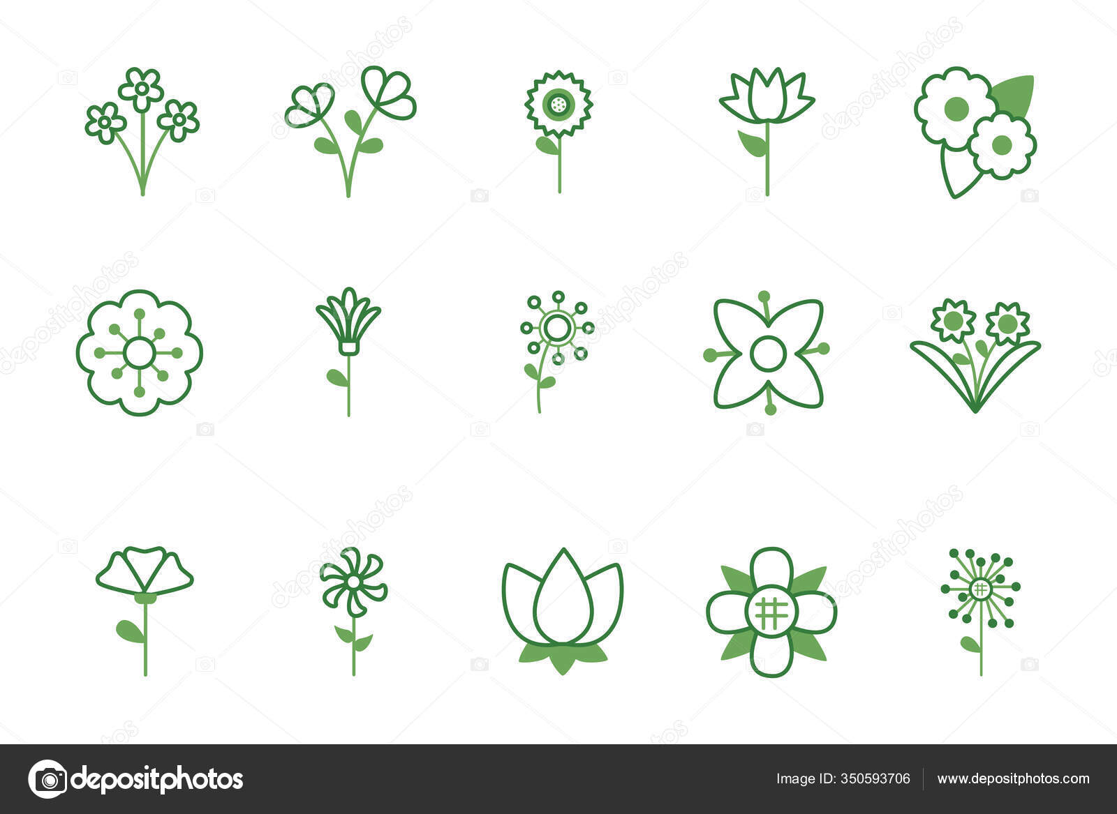 Bundle of flowers half color style icons Stock Vector by ©yupiramos ...