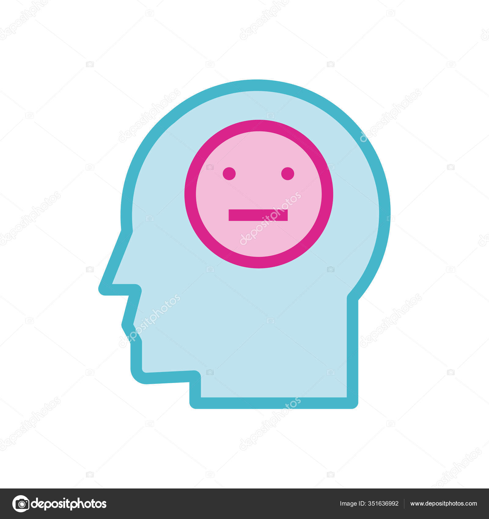 Human profile with sad emoji line and fill style icon Stock Vector ...
