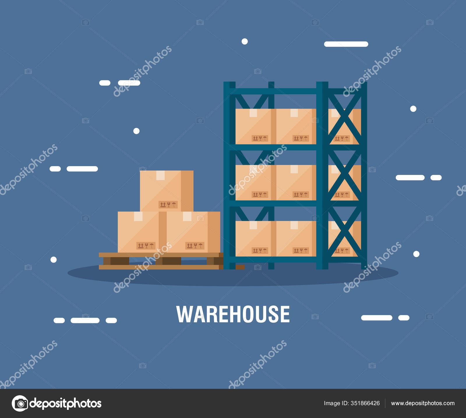 Delivery logistic service with warehouse of boxes Stock Vector by ...