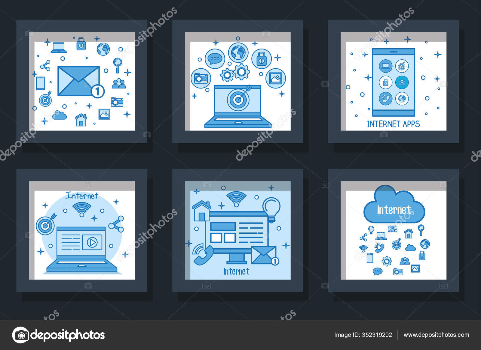Bundle designs of internet icons Stock Vector Image by ©yupiramos ...
