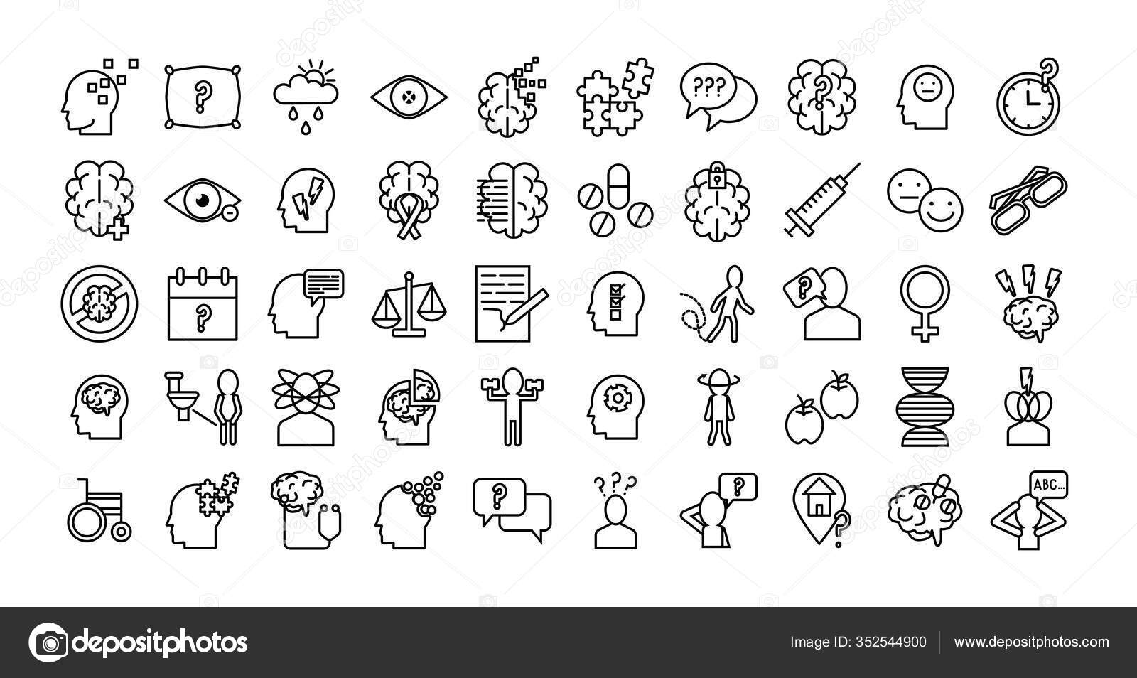 Bundle of alzheimer set icons Stock Vector by ©yupiramos 352544900