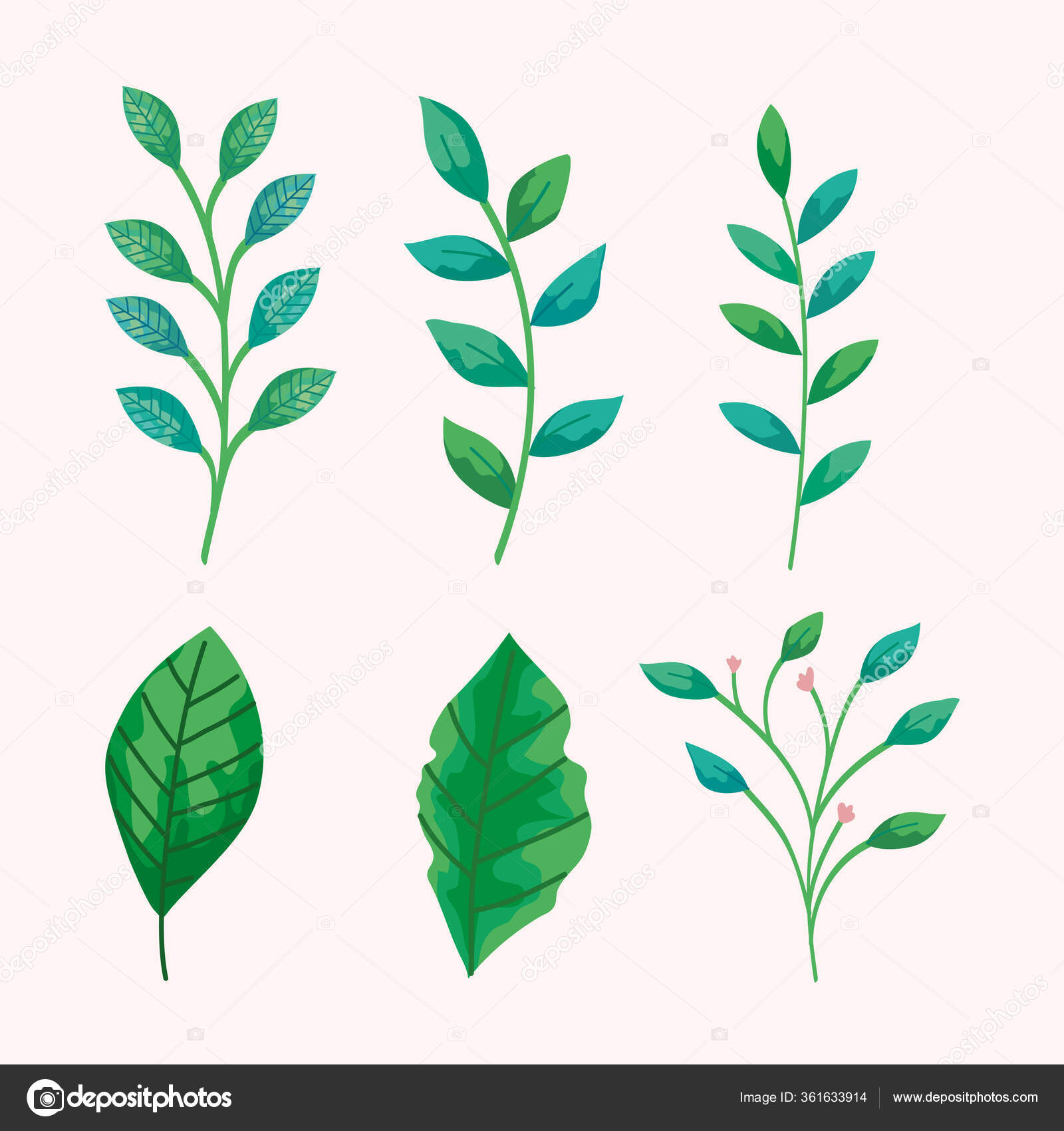 Isolated leaves set vector design Stock Vector Image by ©yupiramos #361633914