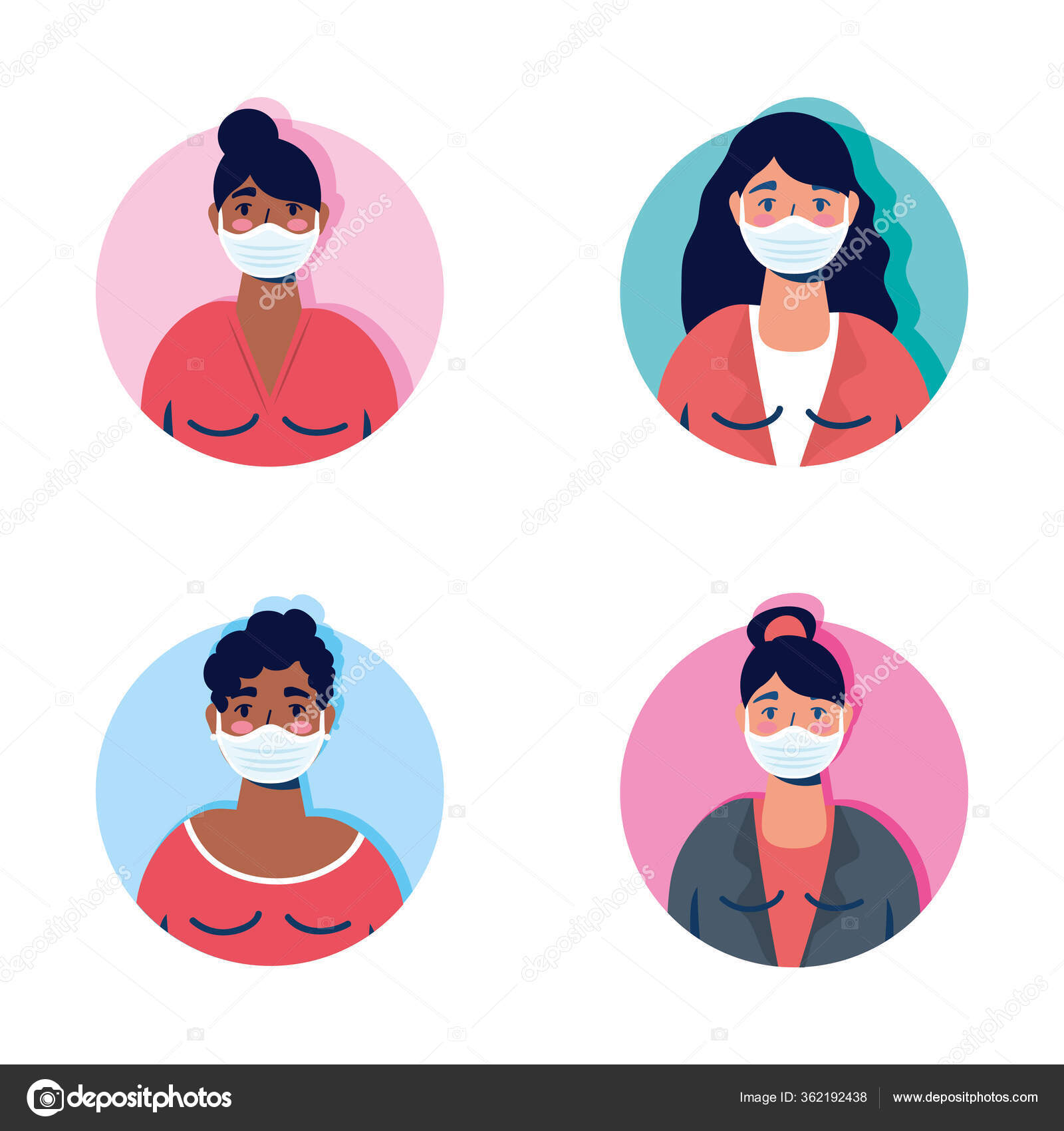 Group of women using face masks characters Stock Vector Image by ...