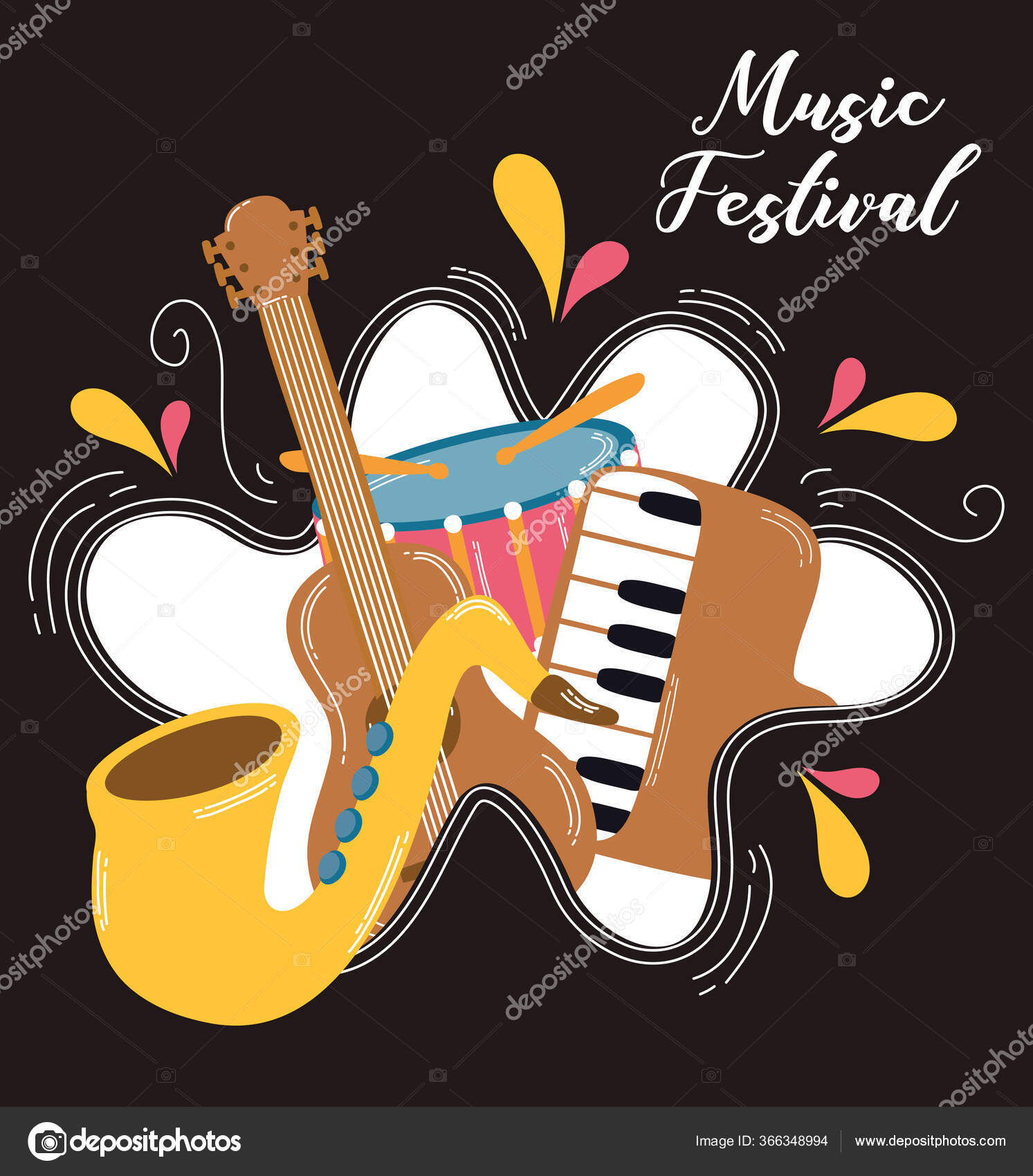 Affiche du festival de musique avec instruments Vecteur par ©yupiramos ...