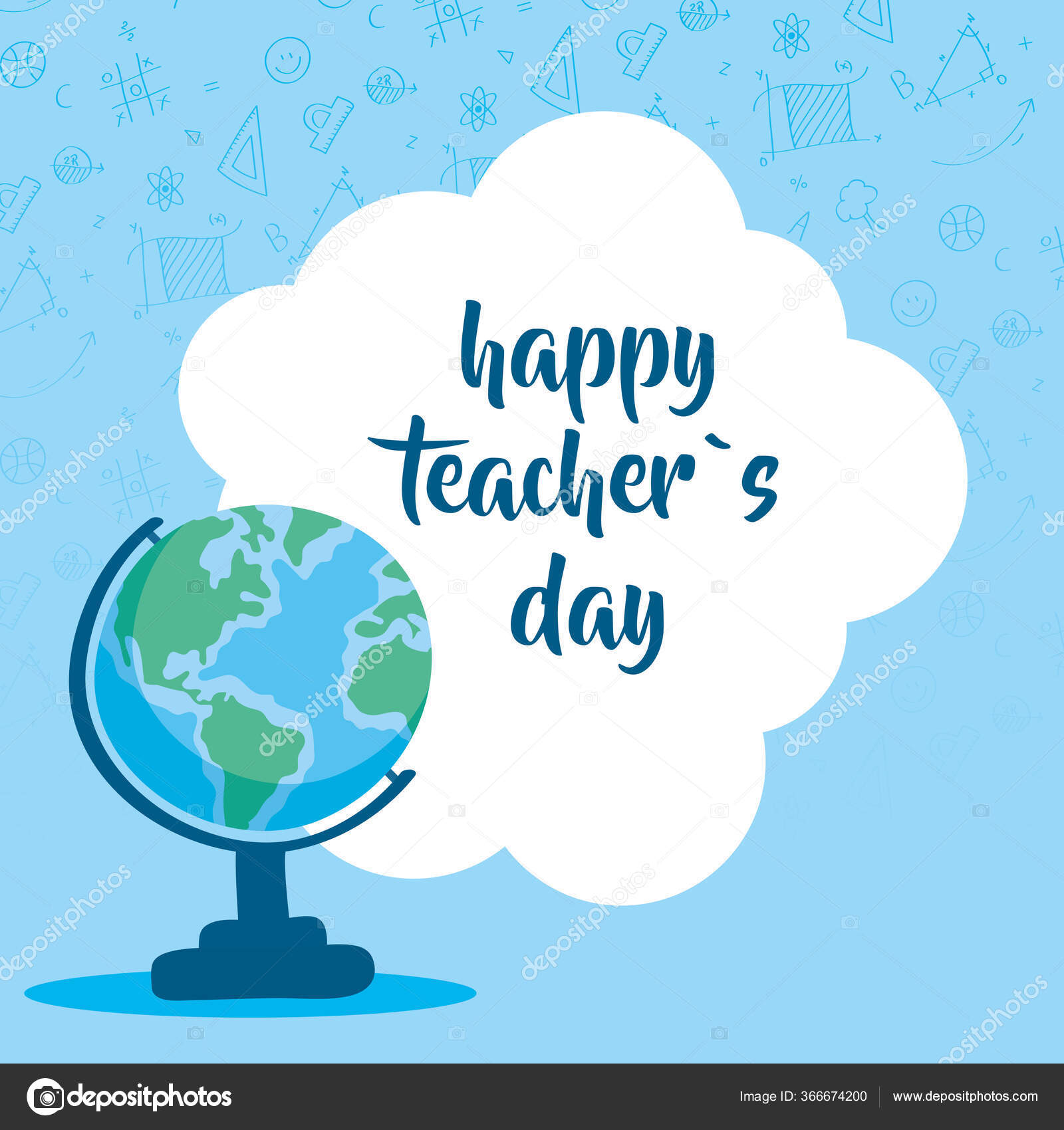 Feliz día de los maestros celebración con mapa de la tierra Vector de ...