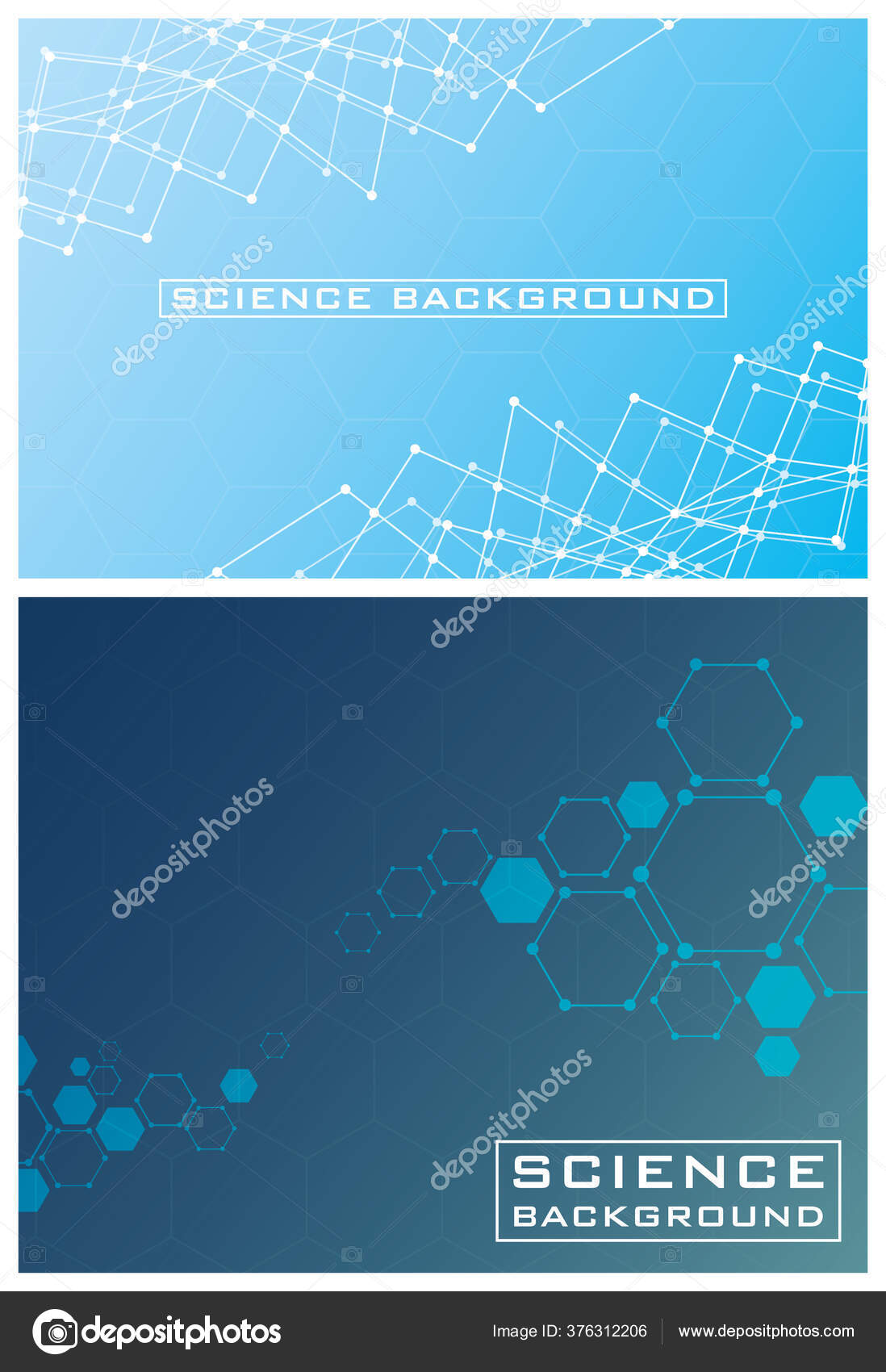 Two blues colors science backgrounds with lines structures Stock Vector ...