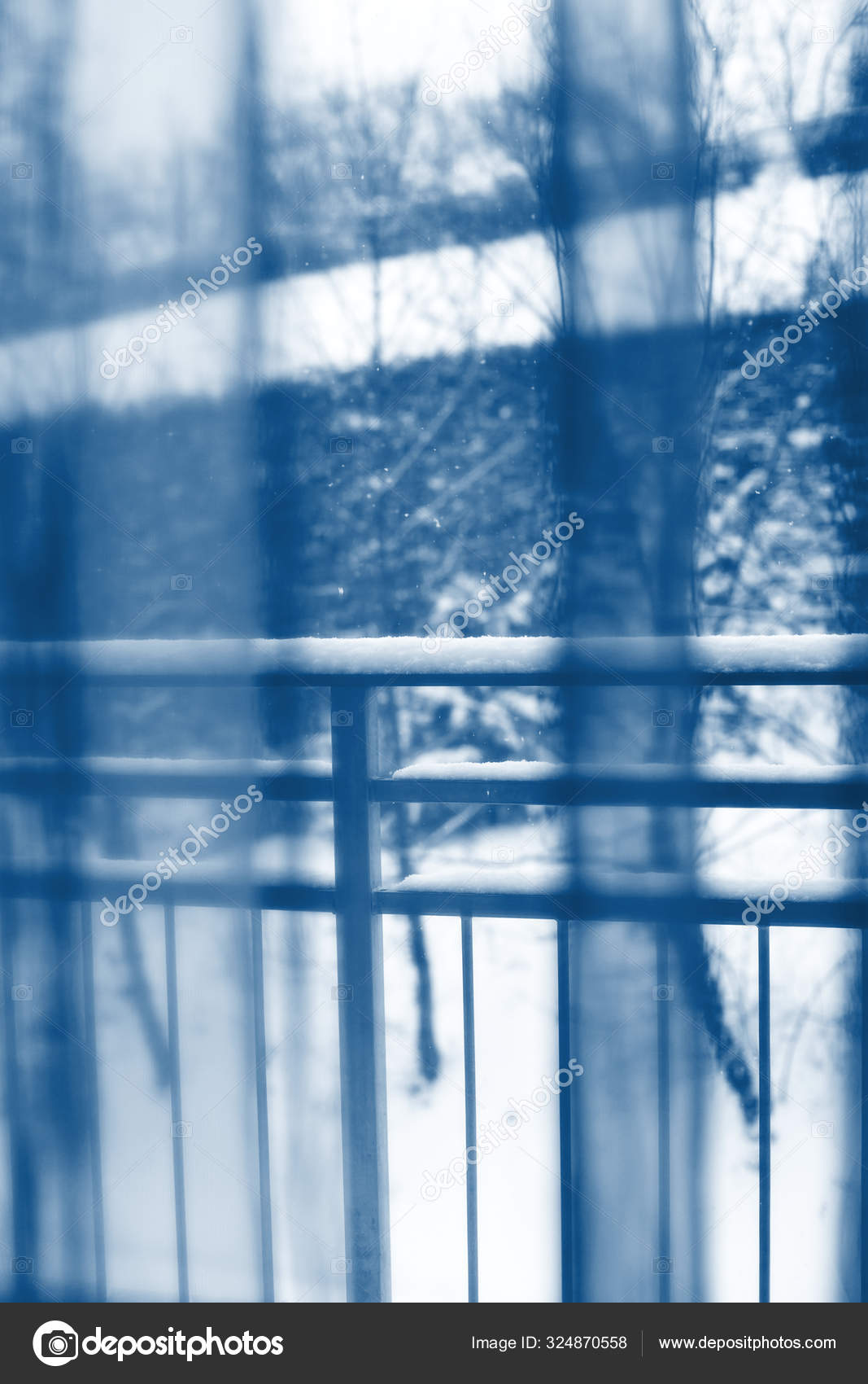 Snow Winter in a Window classic blue toned — Stock Photo © dvoevnore ...