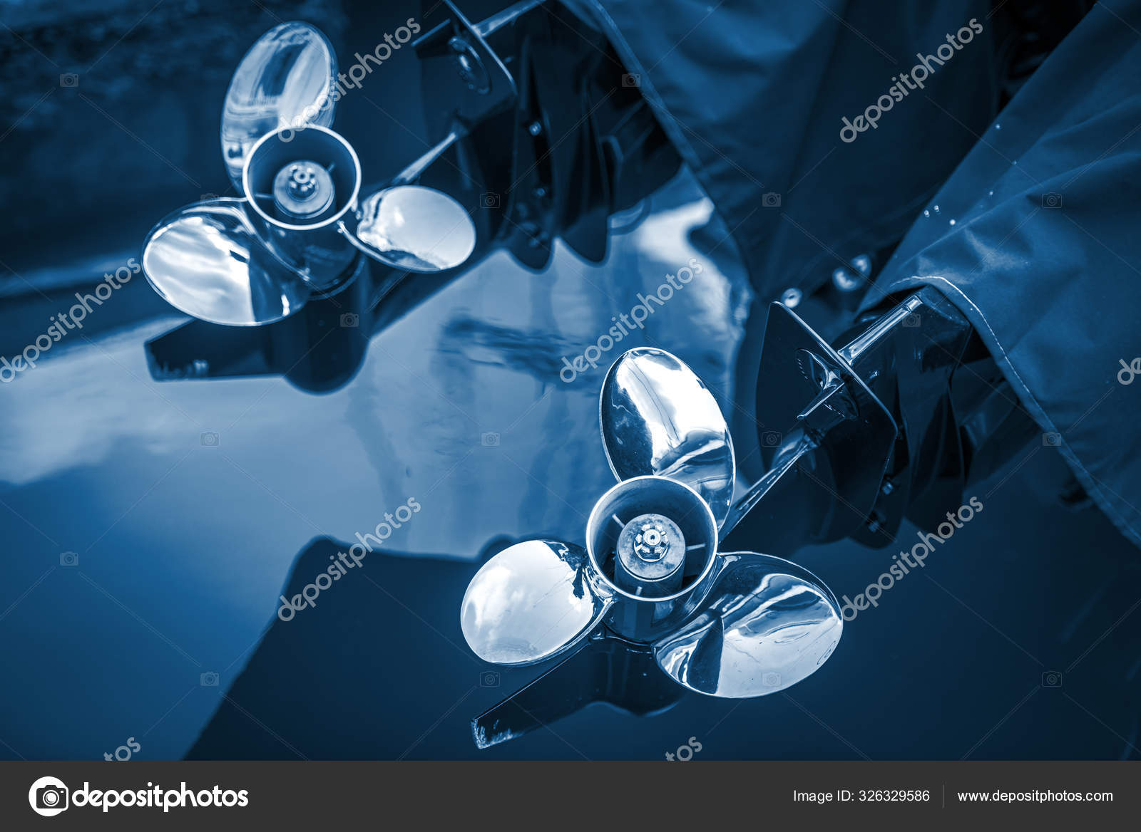 Two boat engine with propeller blue toned — Stock Photo © dvoevnore ...