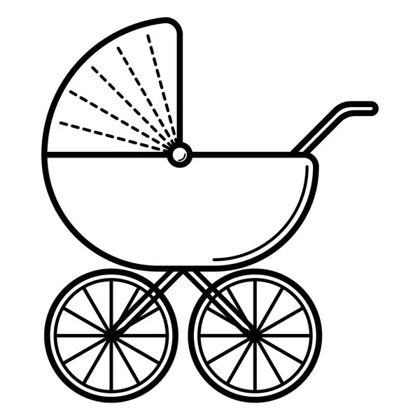 Baby retro stroller. Vector illustration on a white background. Stock ...