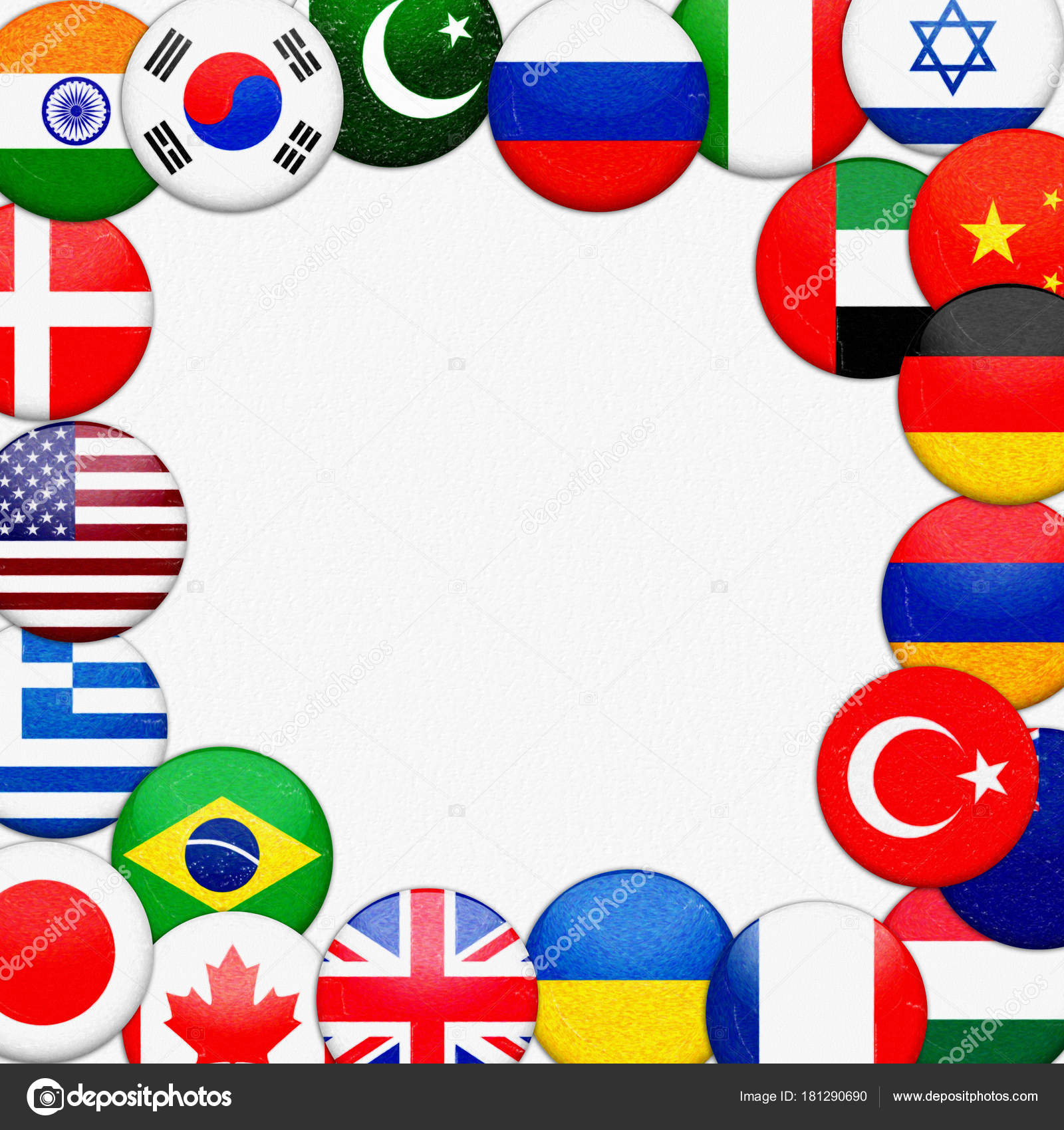Flags of the world, abstract watercolor frame isolated on white Stock ...