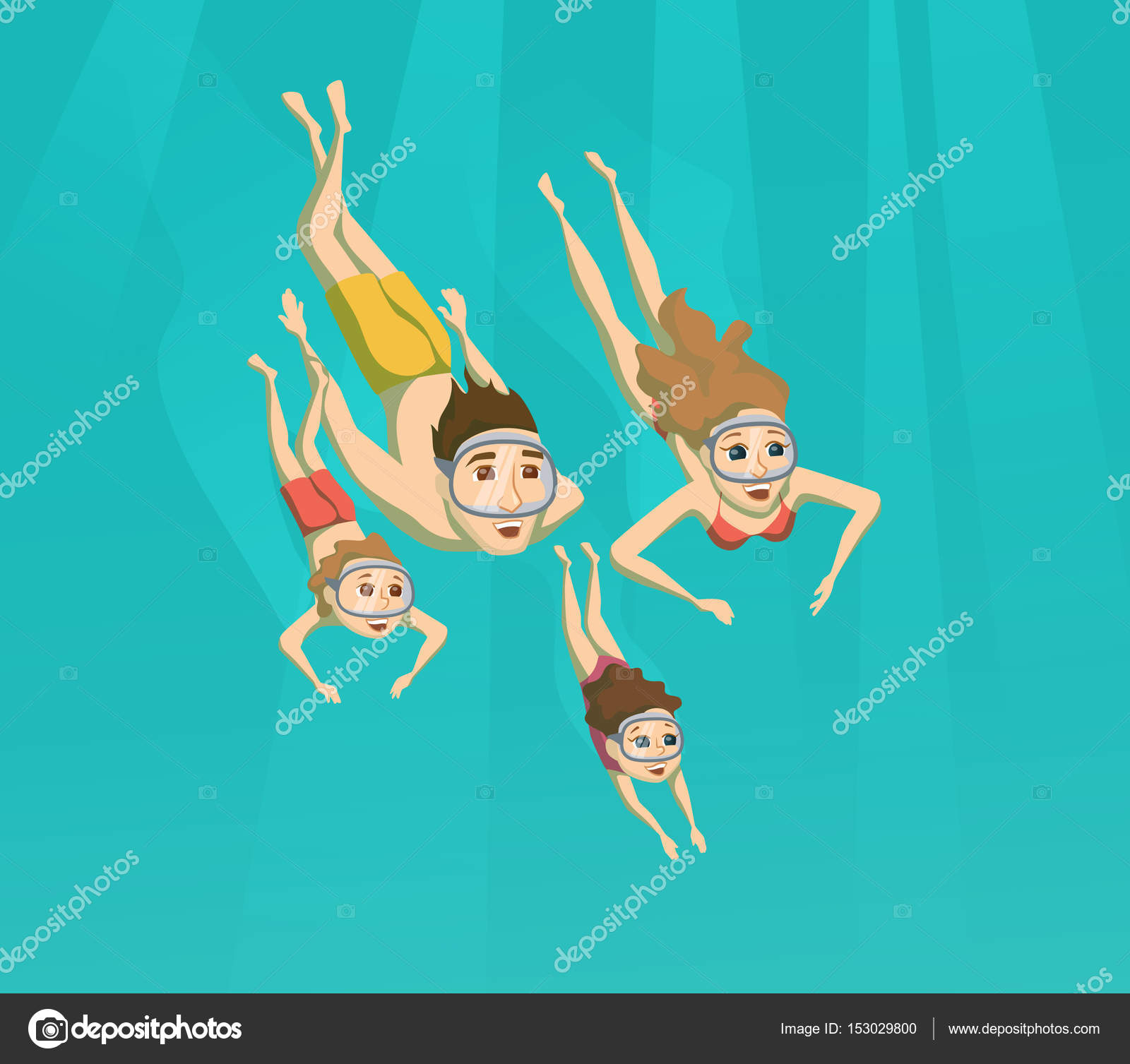 Family swimming underwater Stock Vector by ©nordfox 153029800