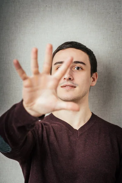 Guy Shows His Hands Stop Stock Photo by ©file404 357426088
