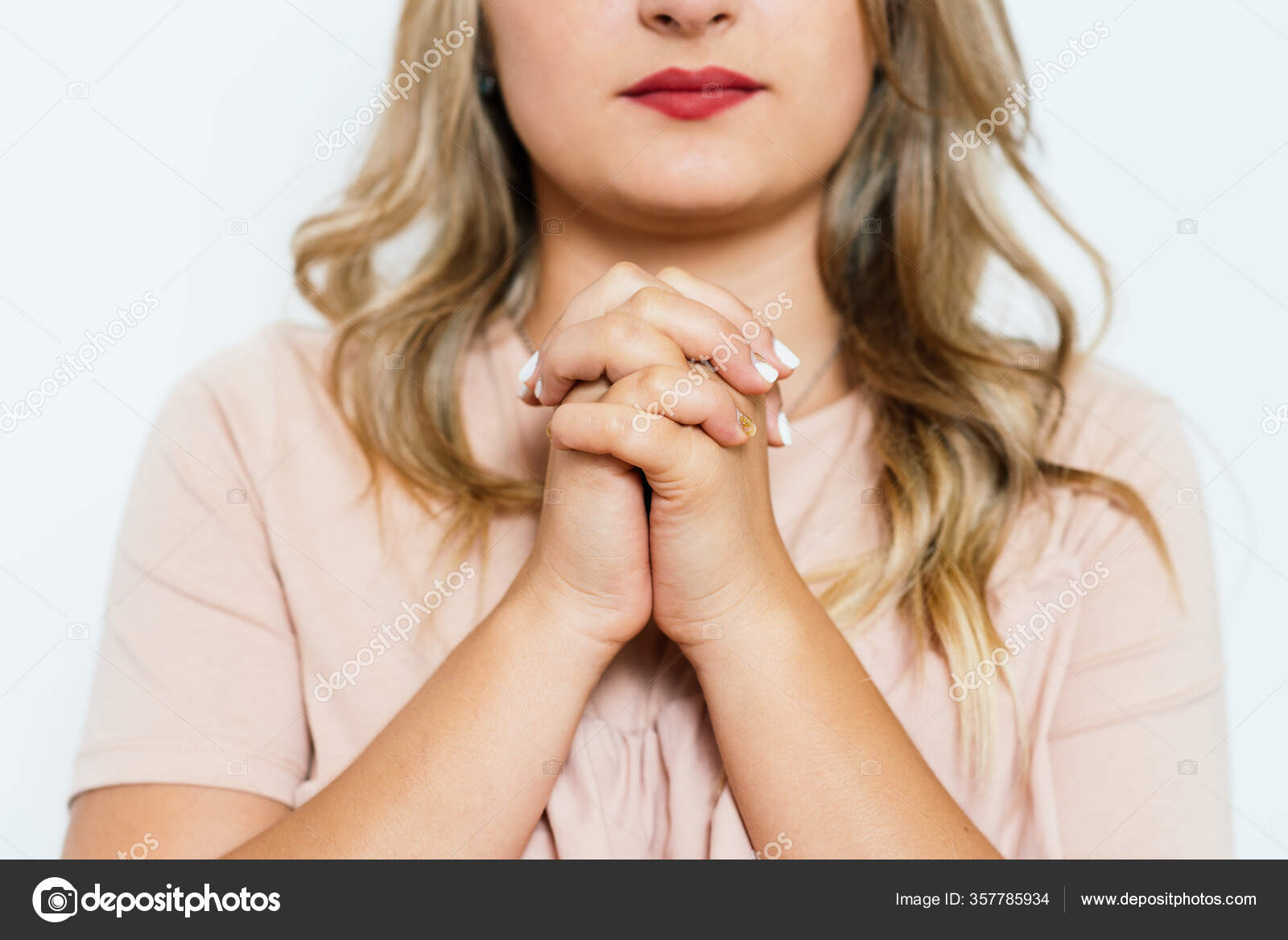 Prayer Female Studio Background Stock Photo by ©file404 357785934