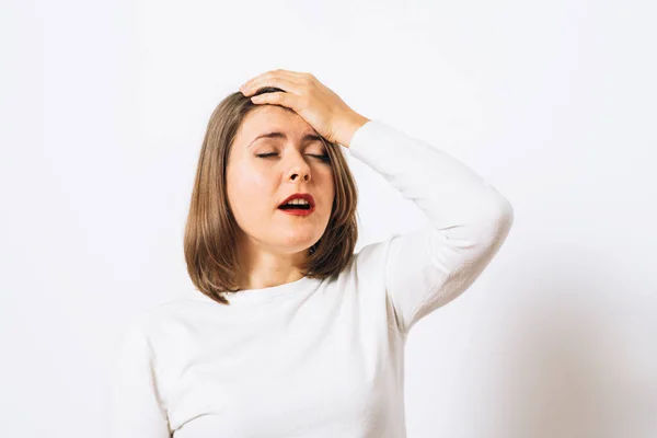 Woman Who Made Mistake Studio Background — Stock Photo © file404 #357785206