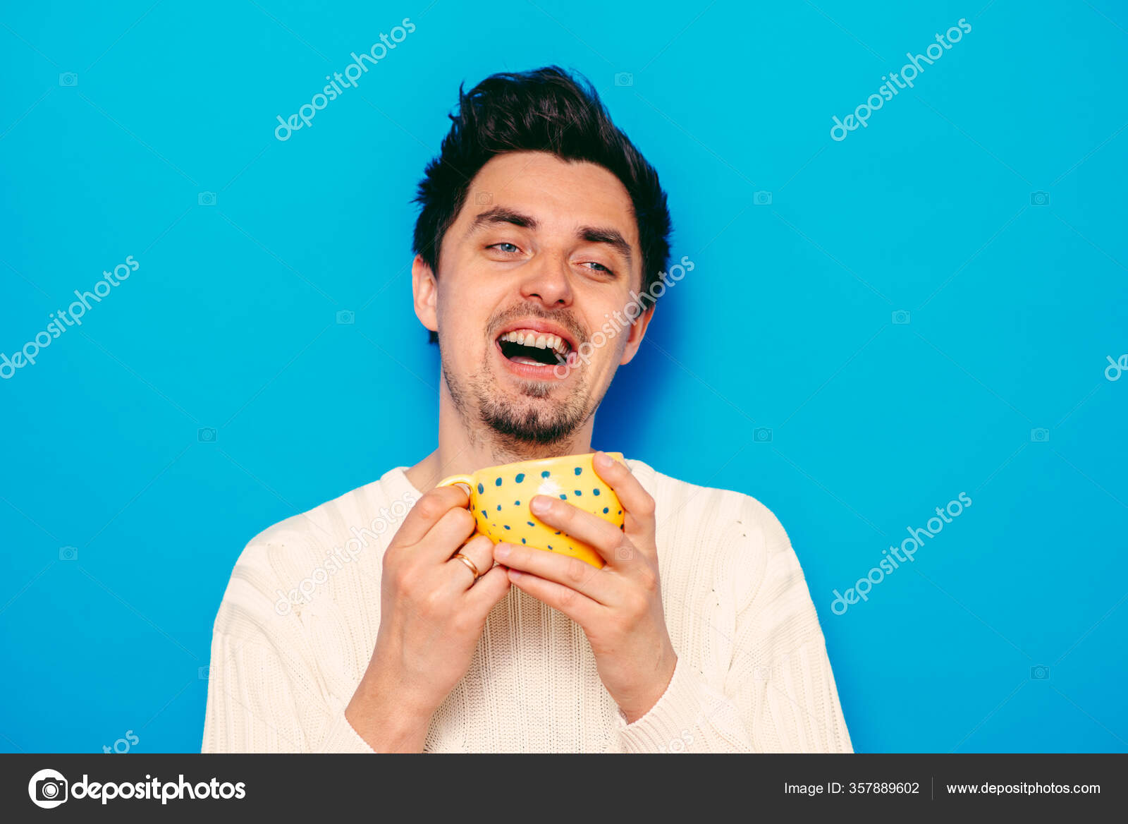 Man Cup Studio Background — Stock Photo © file404 #357889602