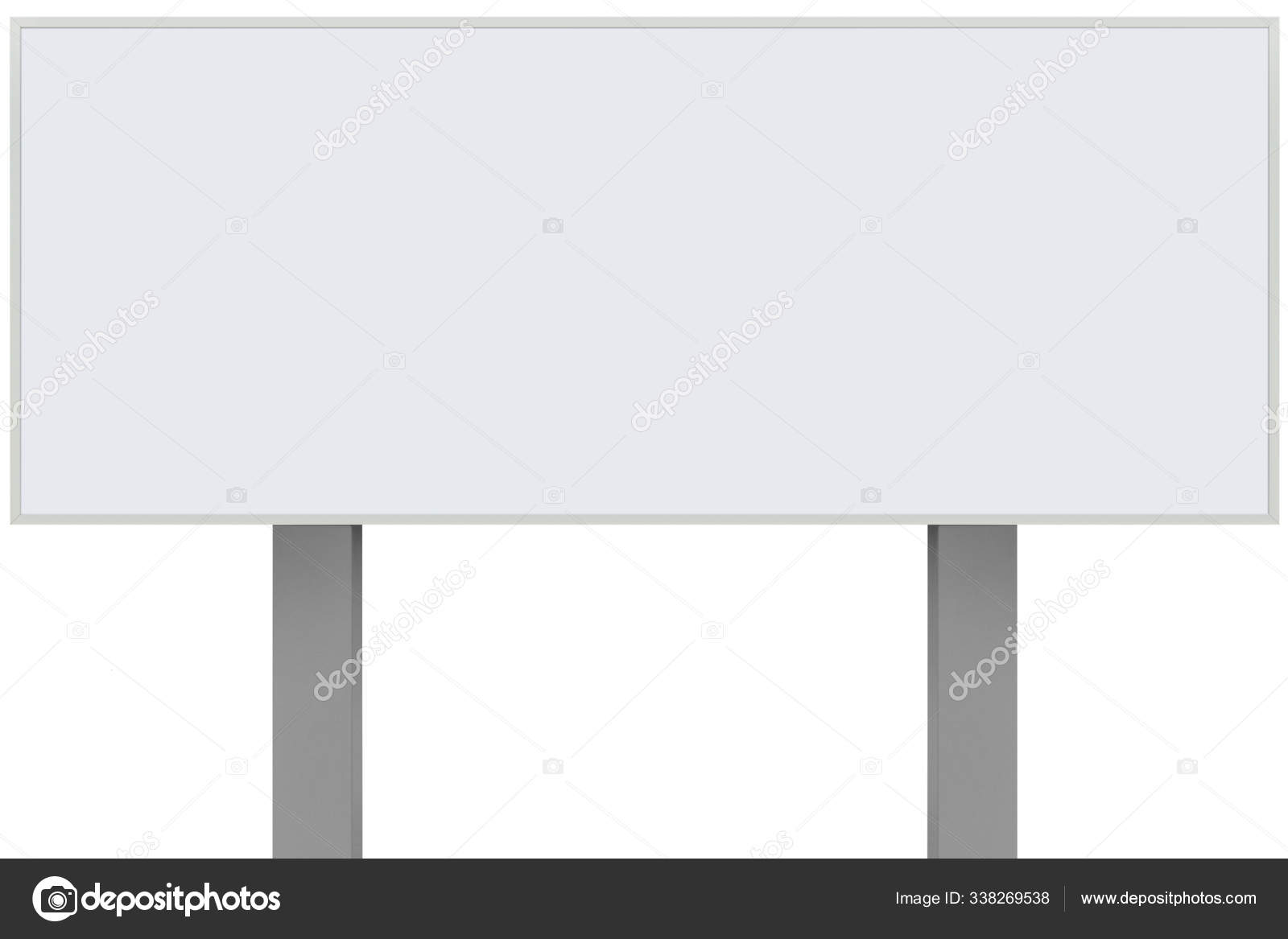 White metal ad sign board signage, isolated blank empty roadside ...